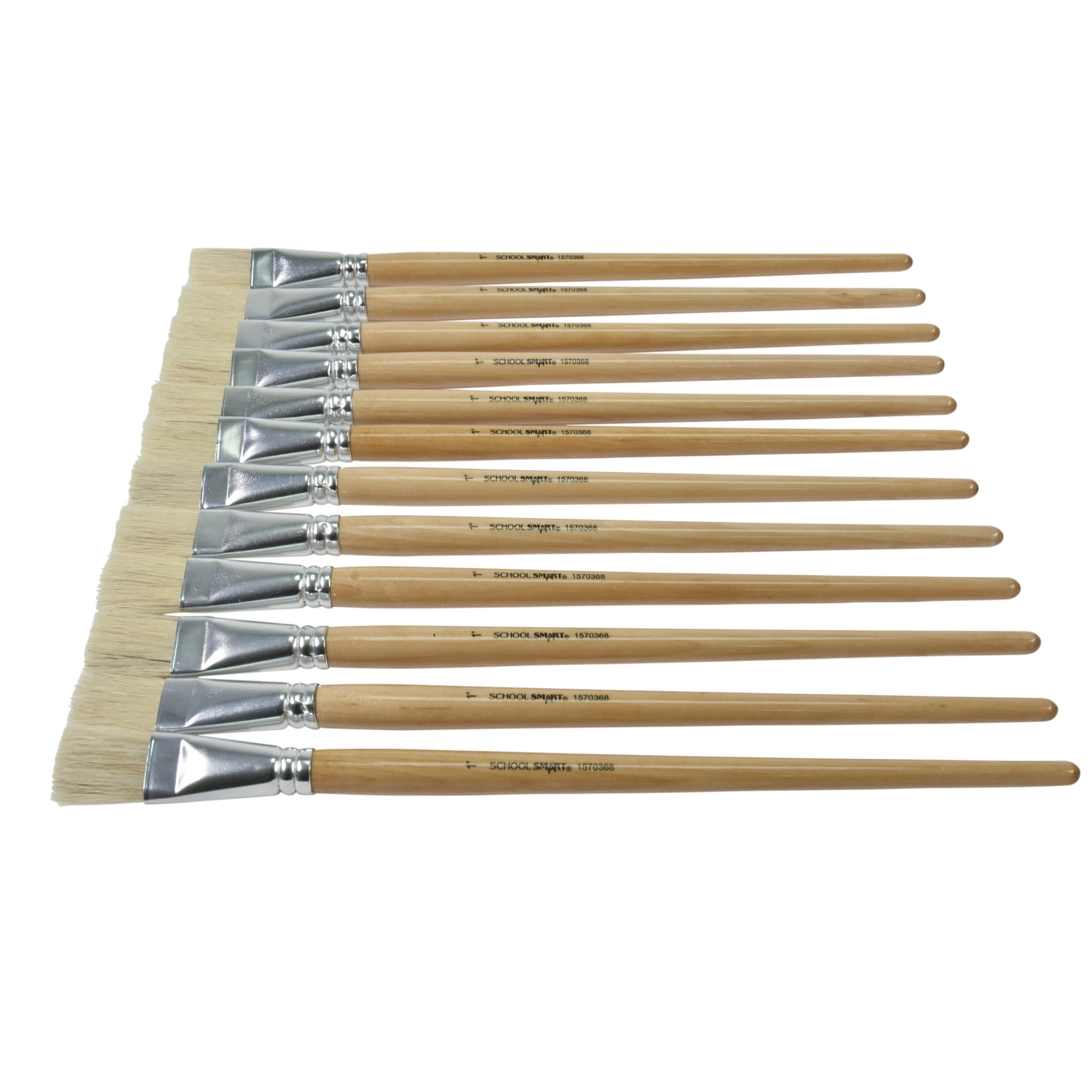 White Bristle Paint Brushes, Long Handle, 1 Inch, Set of 12 - Walmart.com