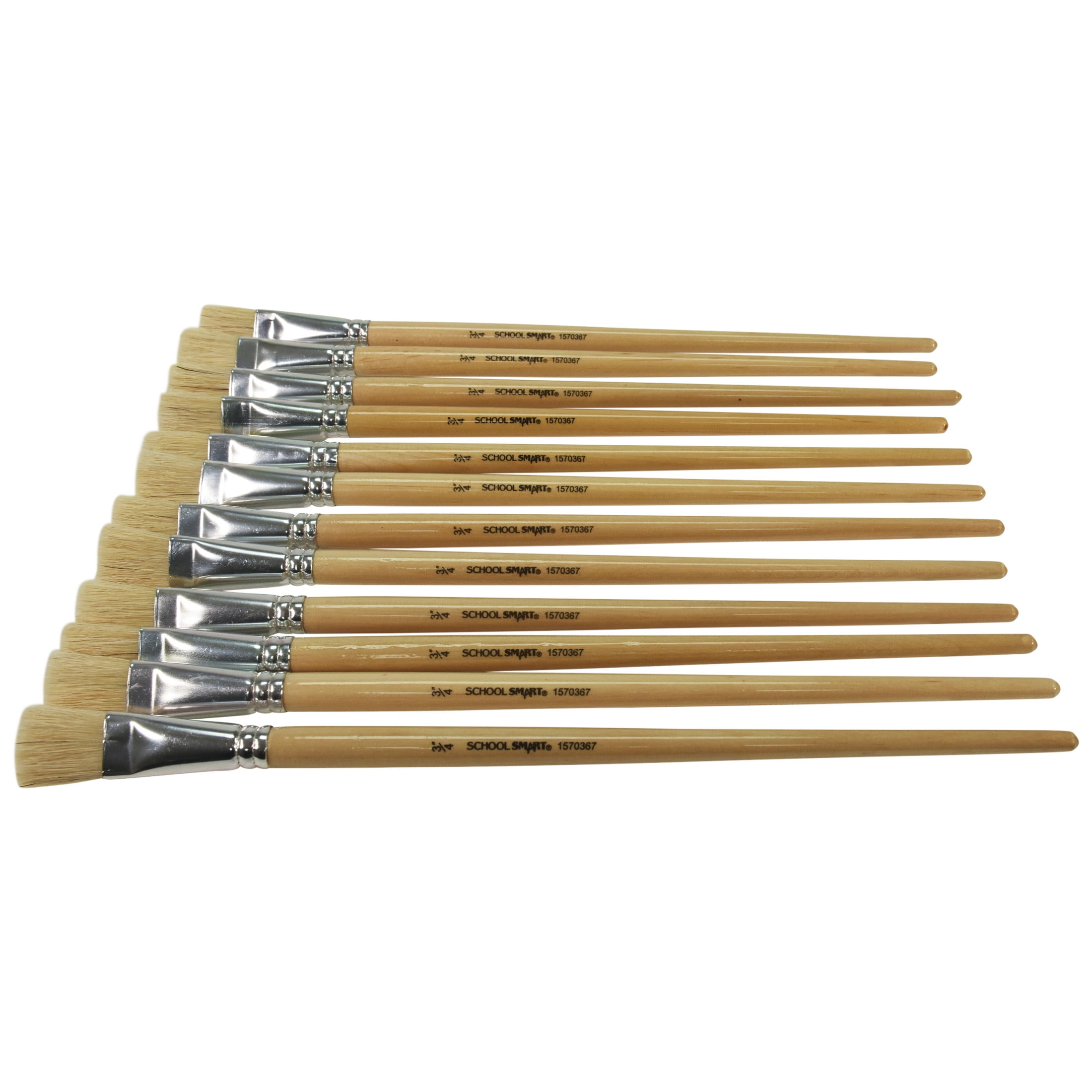 White Bristle Paint Brushes, Long Handle, 3/4 Inch, Set of 12 - Walmart.com