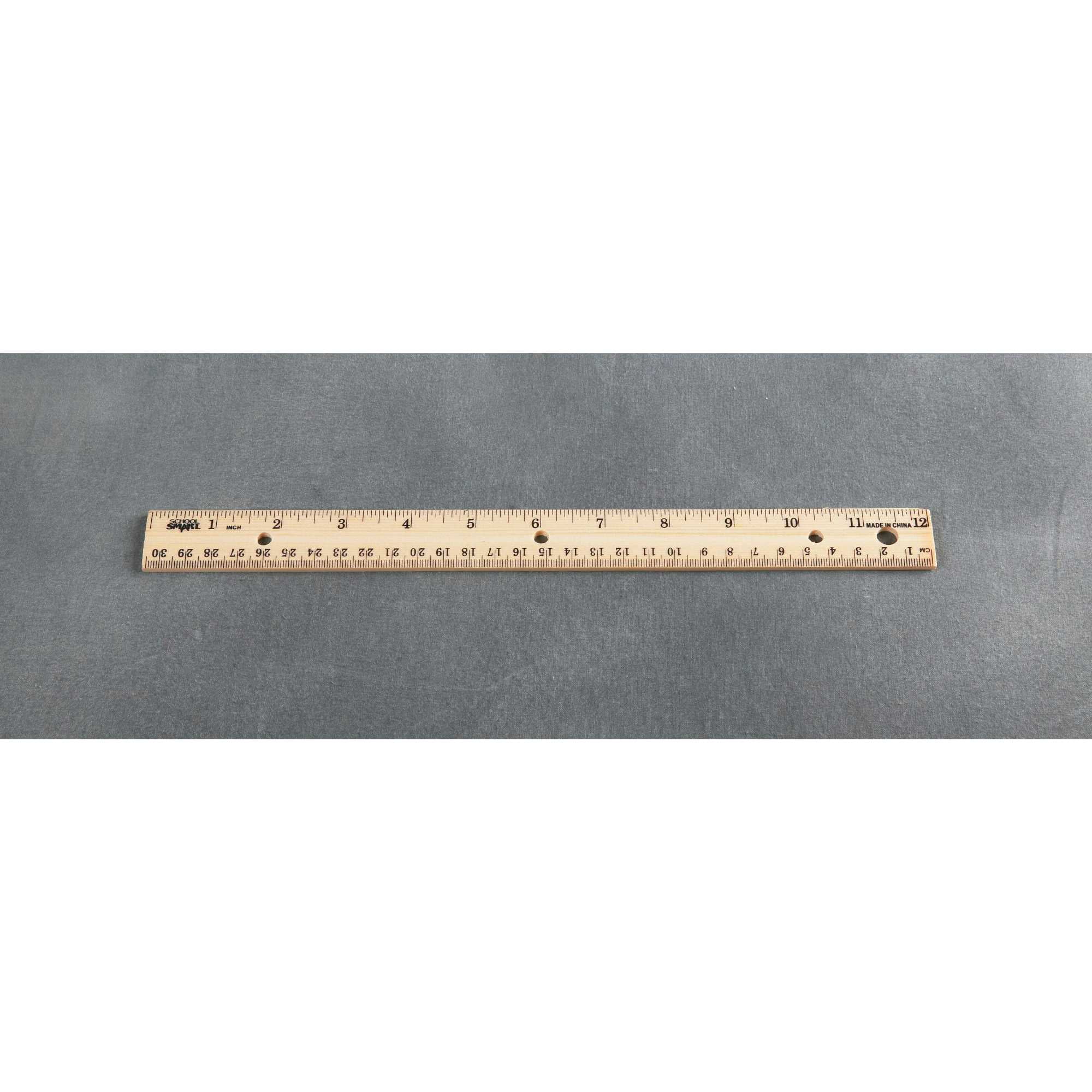 School Smart Wood Ruler, Double Beveled Edge, 12 Inches, 3 Hole Punched ...