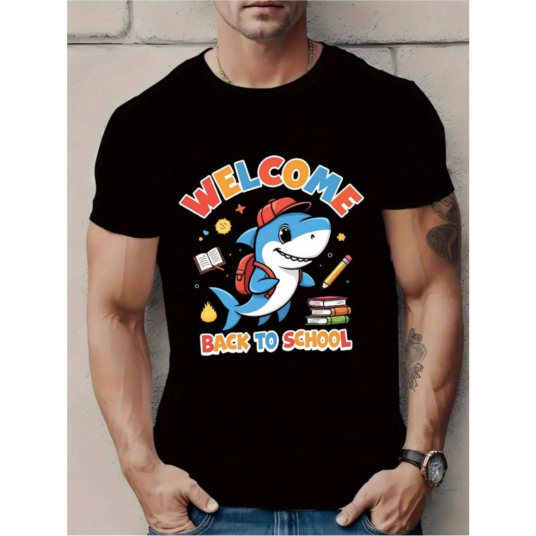 School Spirit Tee,"Welcome Back to School" Graphic T-Shirt - Blue Shark ...