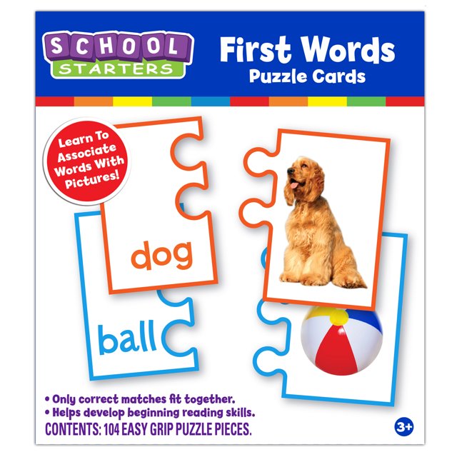 School Starters First Words Puzzle Cards for Toddlers, 104 Colorful ...