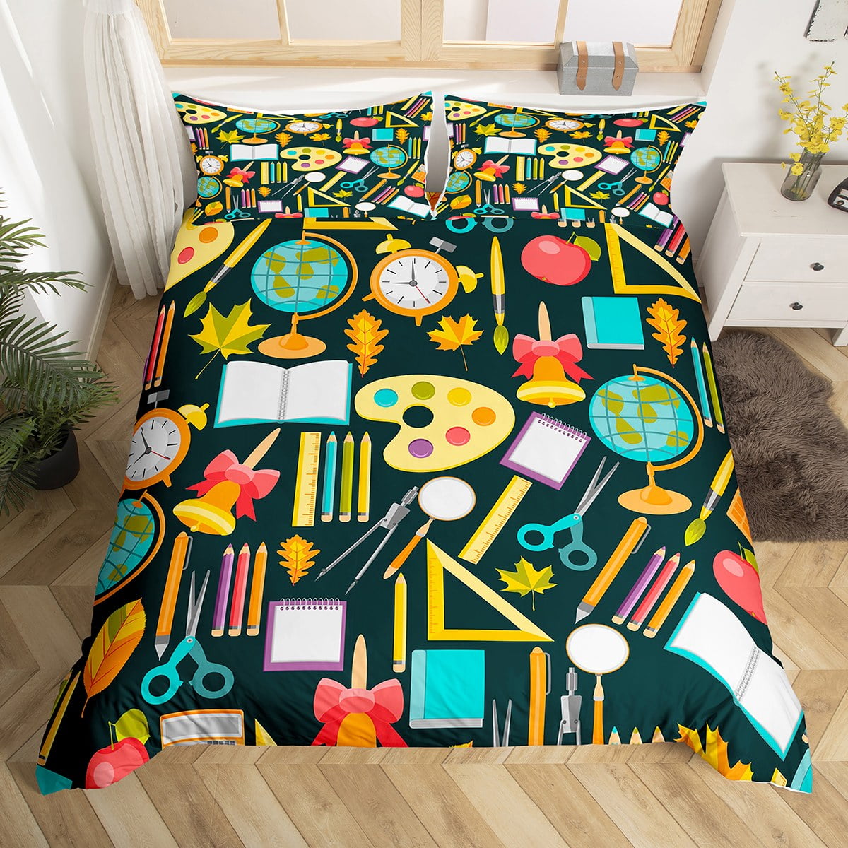 School Supplies Bedding Set Drawing Board Paintbrush Comforter Cover ...