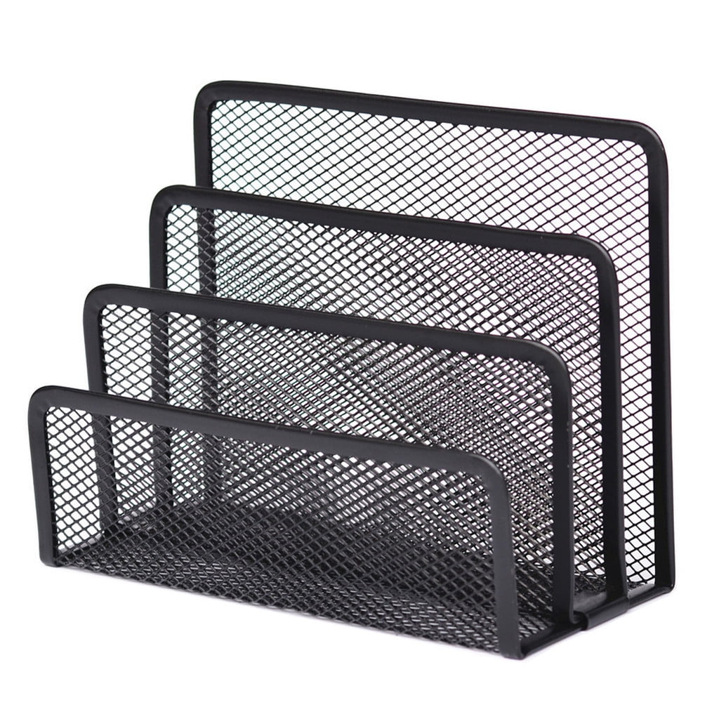 WQQZJJ Office Supplies: Black Mesh Collection Desk Organizer with 6 ...