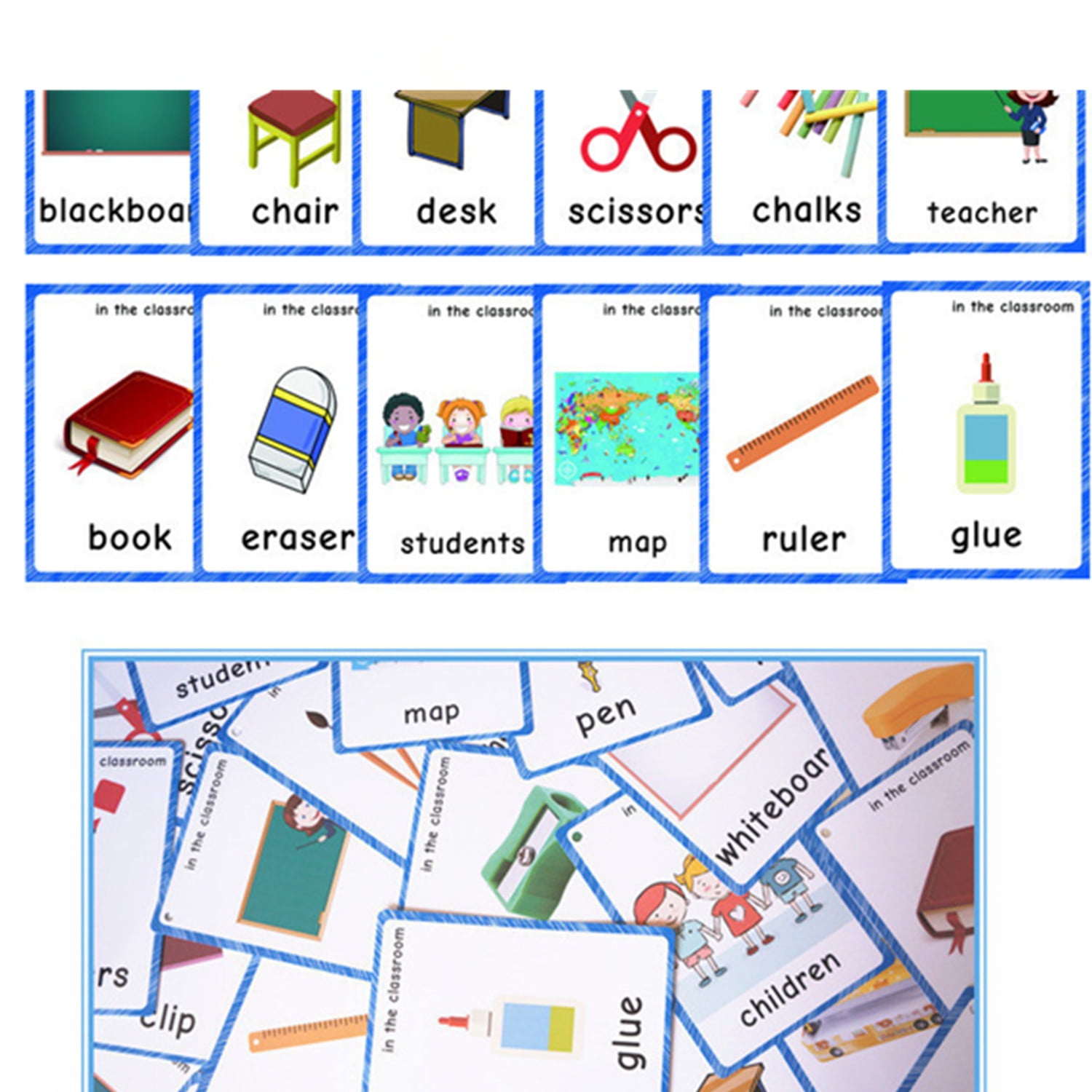 School Supplies Flash Cards | Learning Toys Flashcards for Children Pre ...