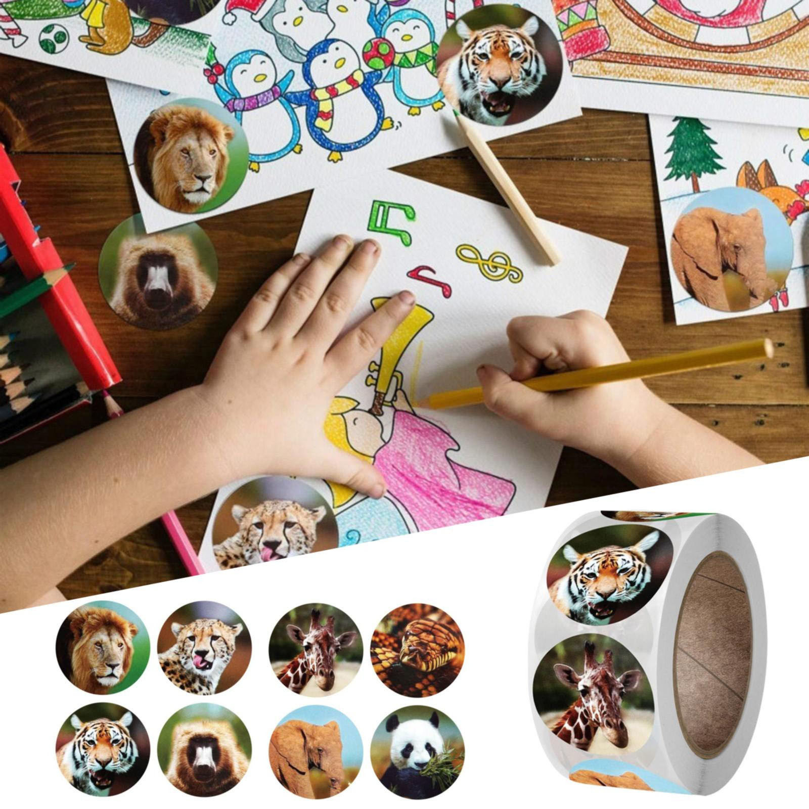 School Supplies, Homecoming Anime Stickers,2 Roll Pack Animal Stickers ...