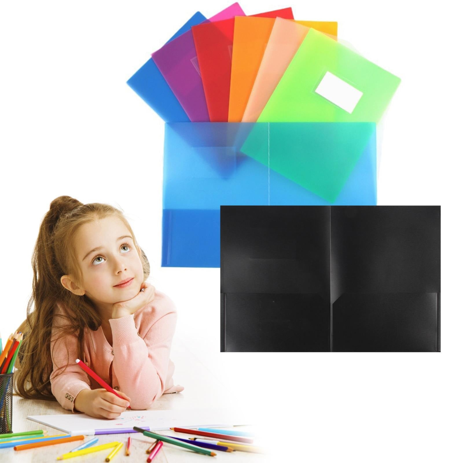 School Supplies Office Supplies Pack Plastic Pocket Folder Heavy Duty ...
