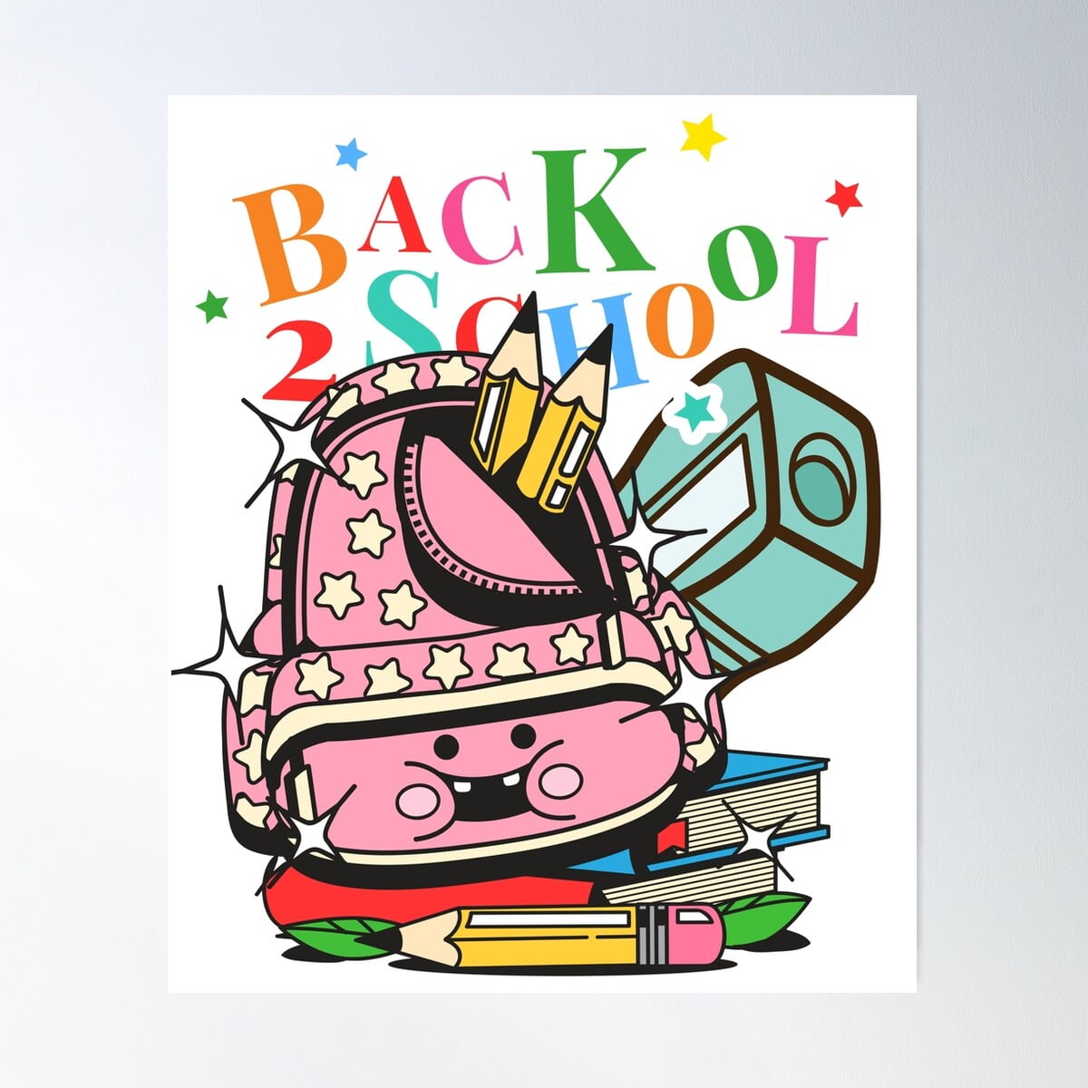 School Supplies Poster Wall Art, Modern Wall Decor For Living Room ...