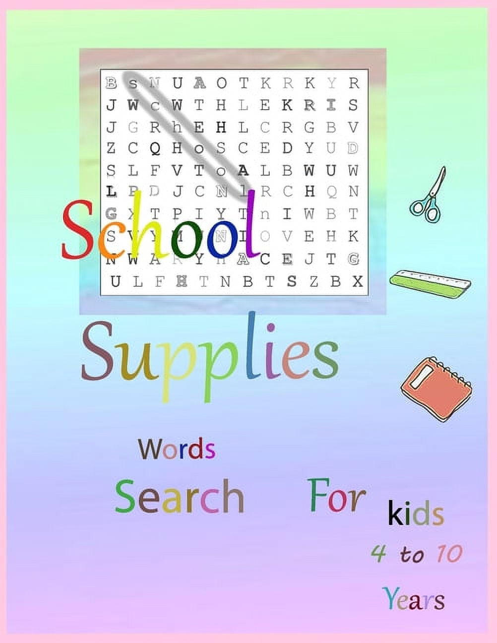 School Supplies word search for kids 4 to 10 Years: book for kids 4 to ...
