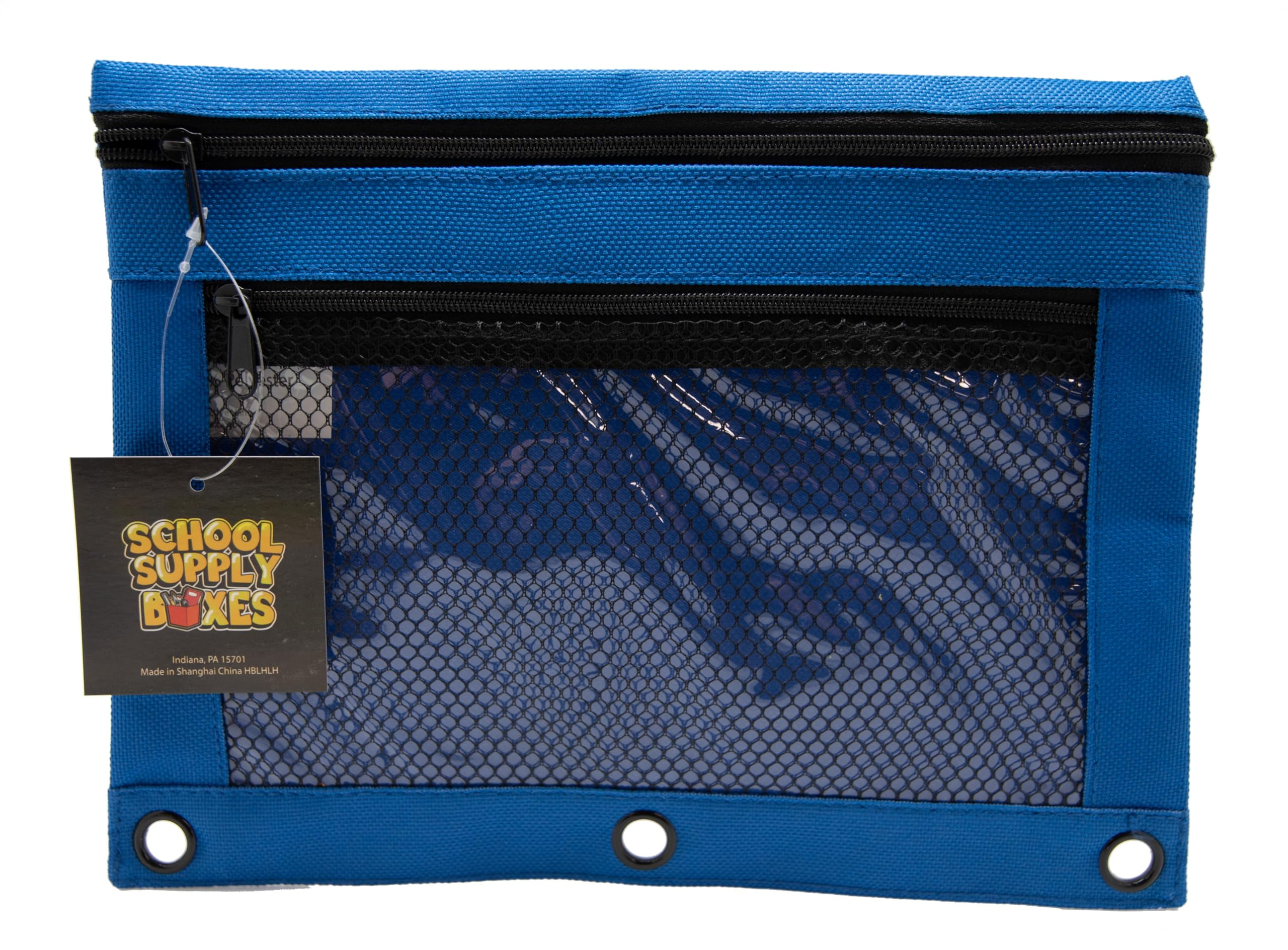 School Supply Boxes | 3 Ring Pencil Bag / Binder Pouch | 12 Pack | Blue ...