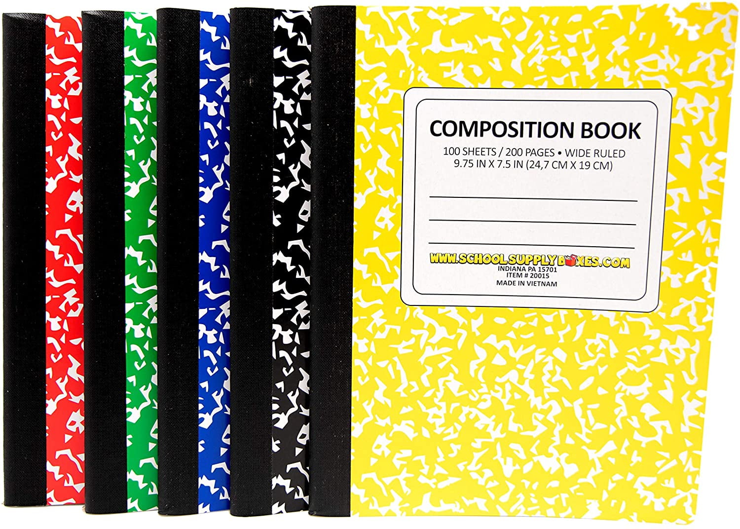 School Supply Boxes - 5 Wide Ruled Composition Books - 100 Sheet ...
