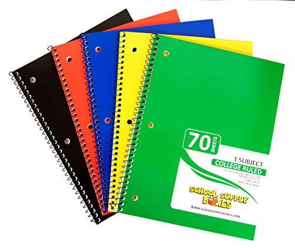 School Supply Boxes College Ruled Spiral Notebooks, Red, Blue, Black ...