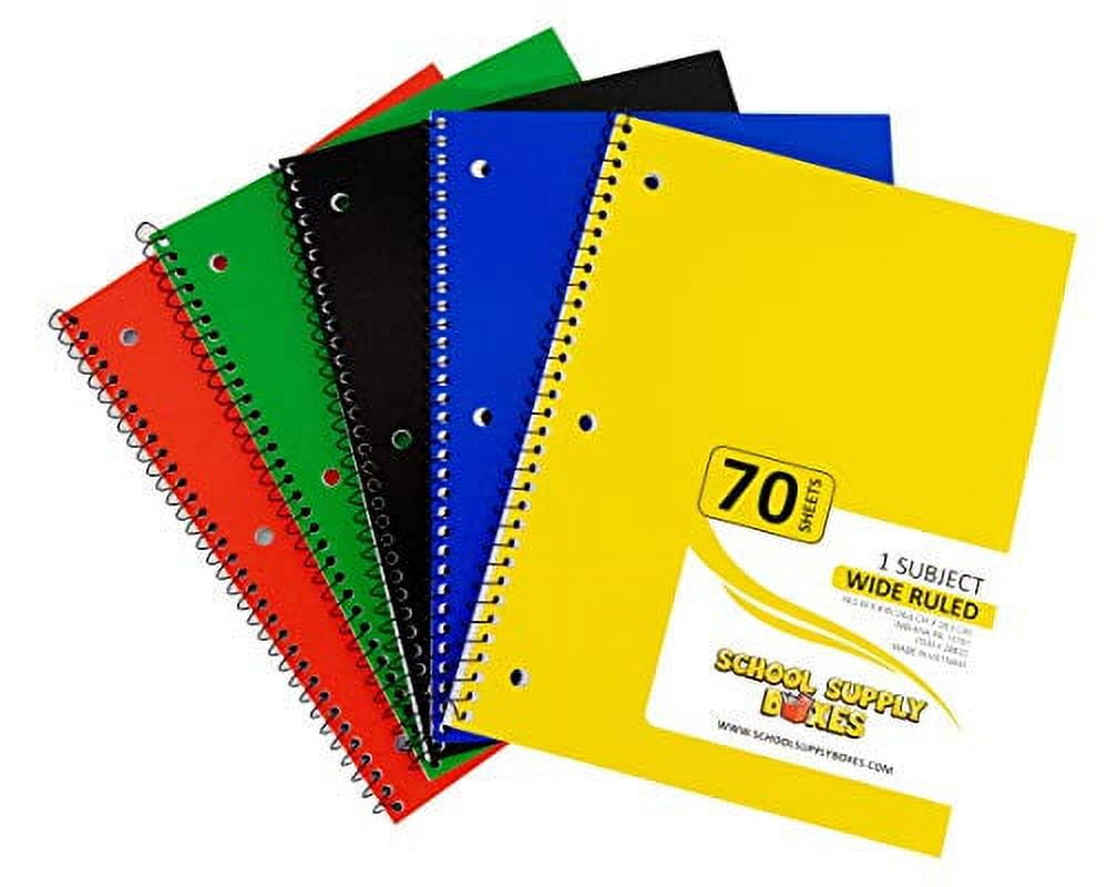 School Supply Boxes - (5 pack) Wide-Ruled Spiral Notebooks - Walmart.com