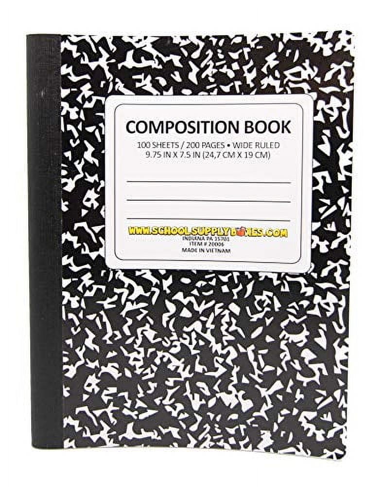 School Supply Boxes | Black, Wide-Ruled Composition Notebooks | 12 Pack ...