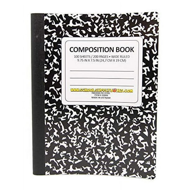 School Supply Boxes | Black, Wide-Ruled Composition Notebooks | 12 Pack ...