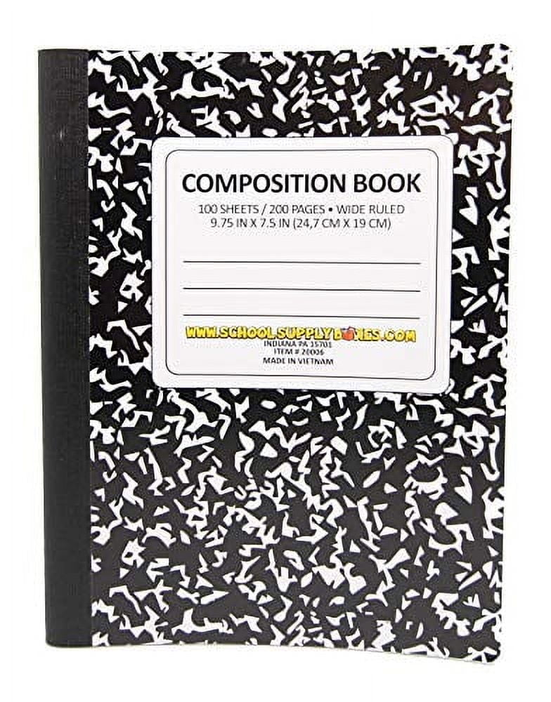 School Supply Boxes | Black Wide-Ruled Composition Notebooks | 12 Pack ...