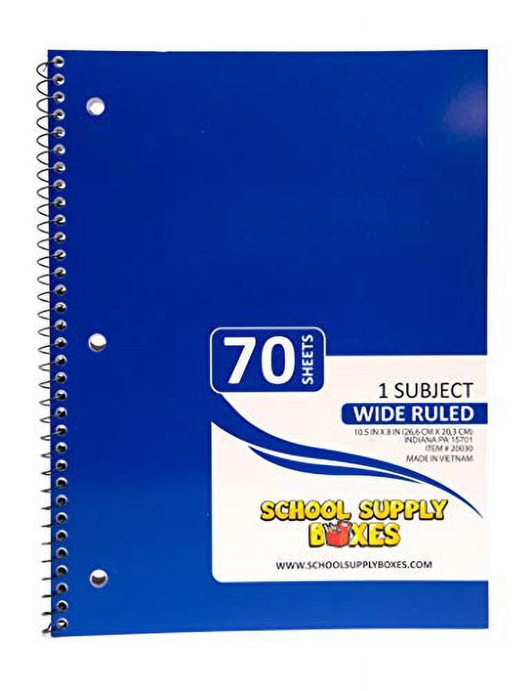 School Supply Boxes | (Blue) Wide-Ruled 1 Subject Notebooks | 6 Pack ...