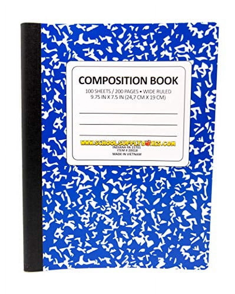 School Supply Boxes | Blue, Wide-Ruled Composition Notebooks | 4 Pack ...