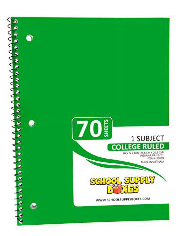 School Supply Boxes | (Green) College-Ruled 1 Subject Notebooks | 12 ...