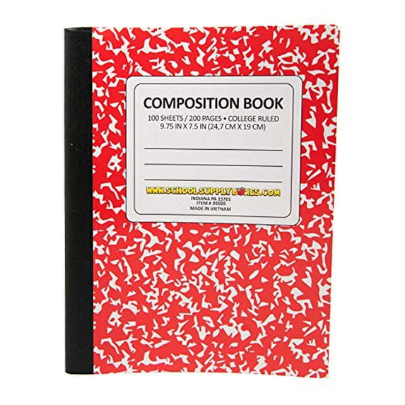 School Supply Boxes | Red, College-Ruled Composition Notebooks | 12 ...
