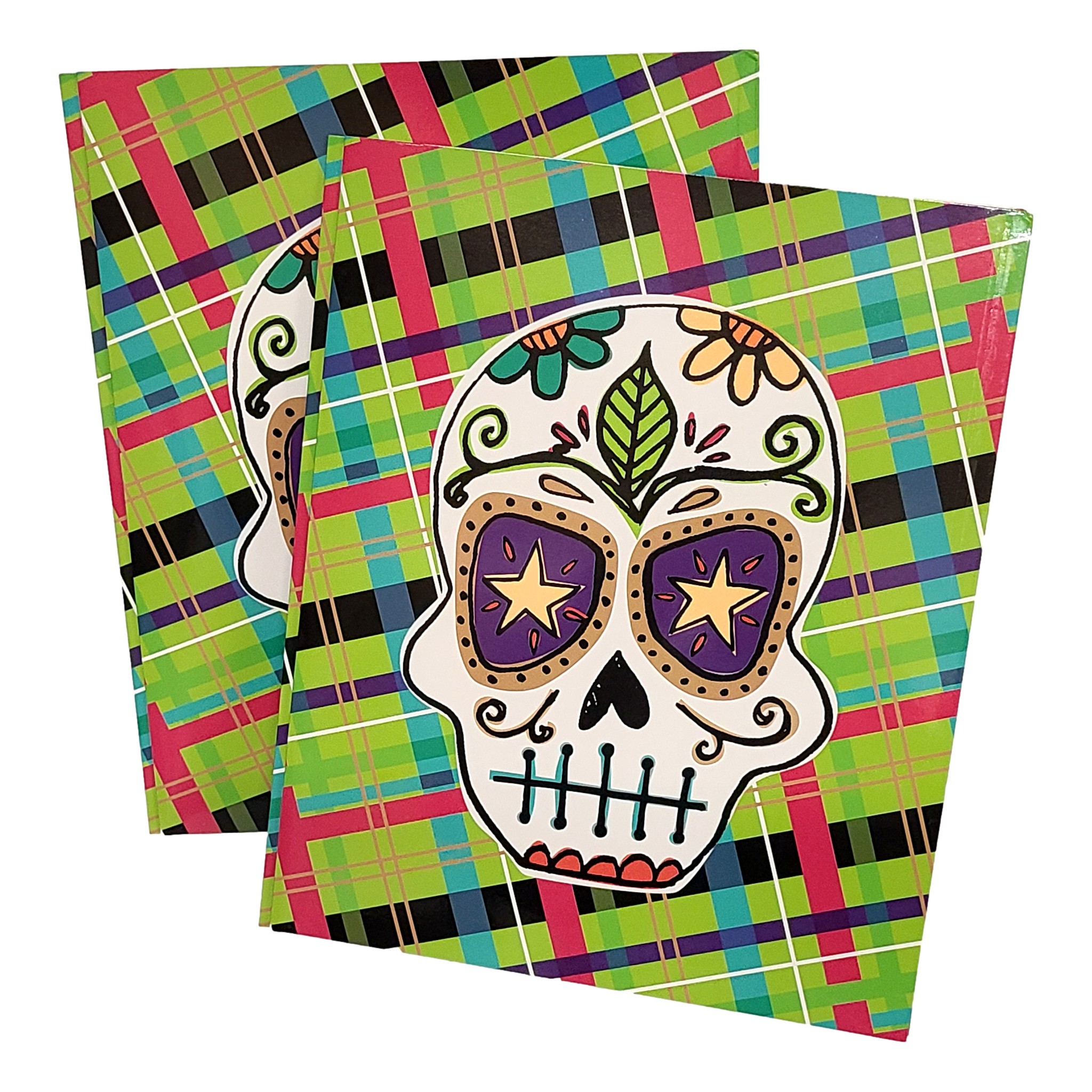 School Supply Sugar Skull Designed Folders Bundle - Set of Two 2-Pocket ...