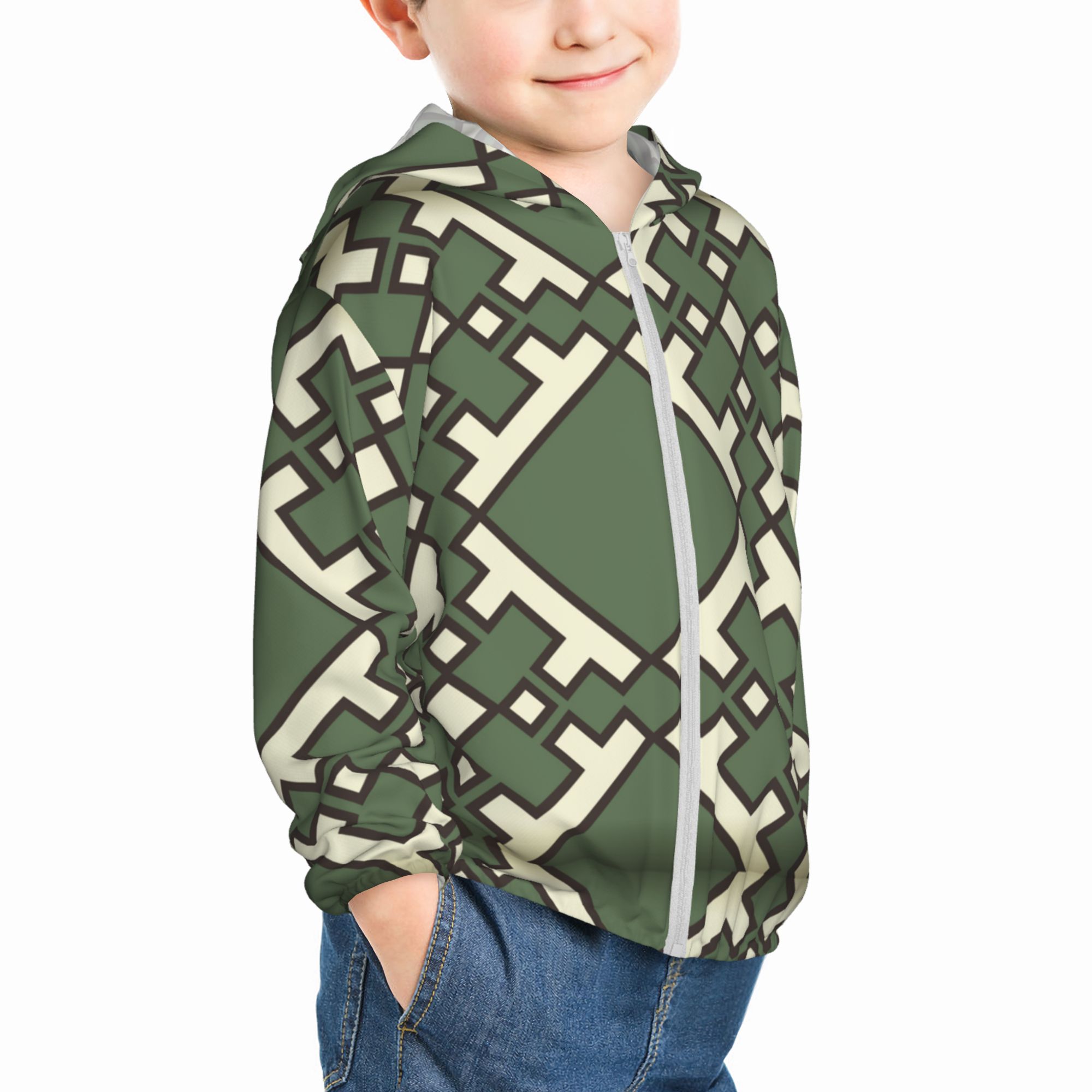 School Theme Pattern Kids Zip-Up Hoodie Girls Boys Sun Protection Jacket Hooded Cooling Shirt ...