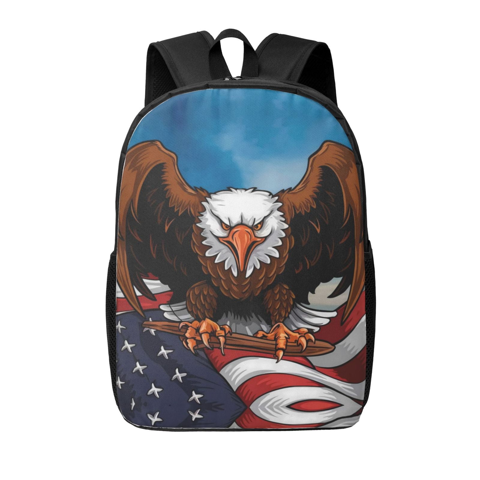 School Travel Backpack - Cartoon Bald Eagle USA Laptop Backpack Hiking ...