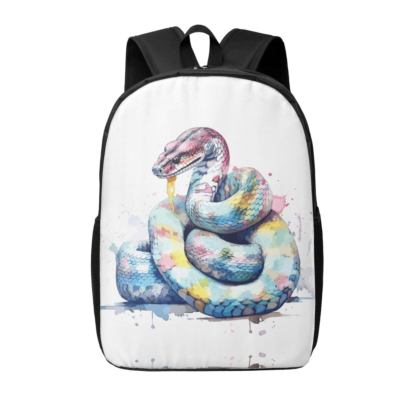 School Travel Backpack - Watercolor Snake Laptop Backpack Hiking ...