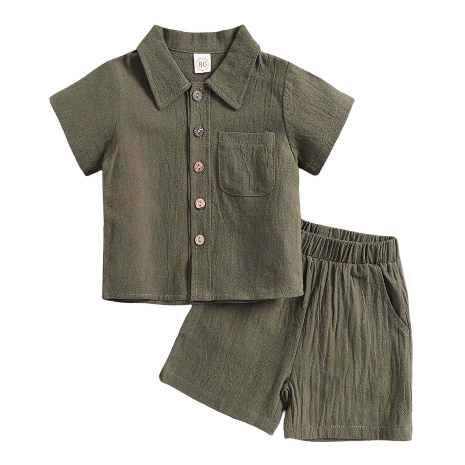 School Uniform for Boys - Boys Outfit Set Linen Shirt Shorts Two Piece ...