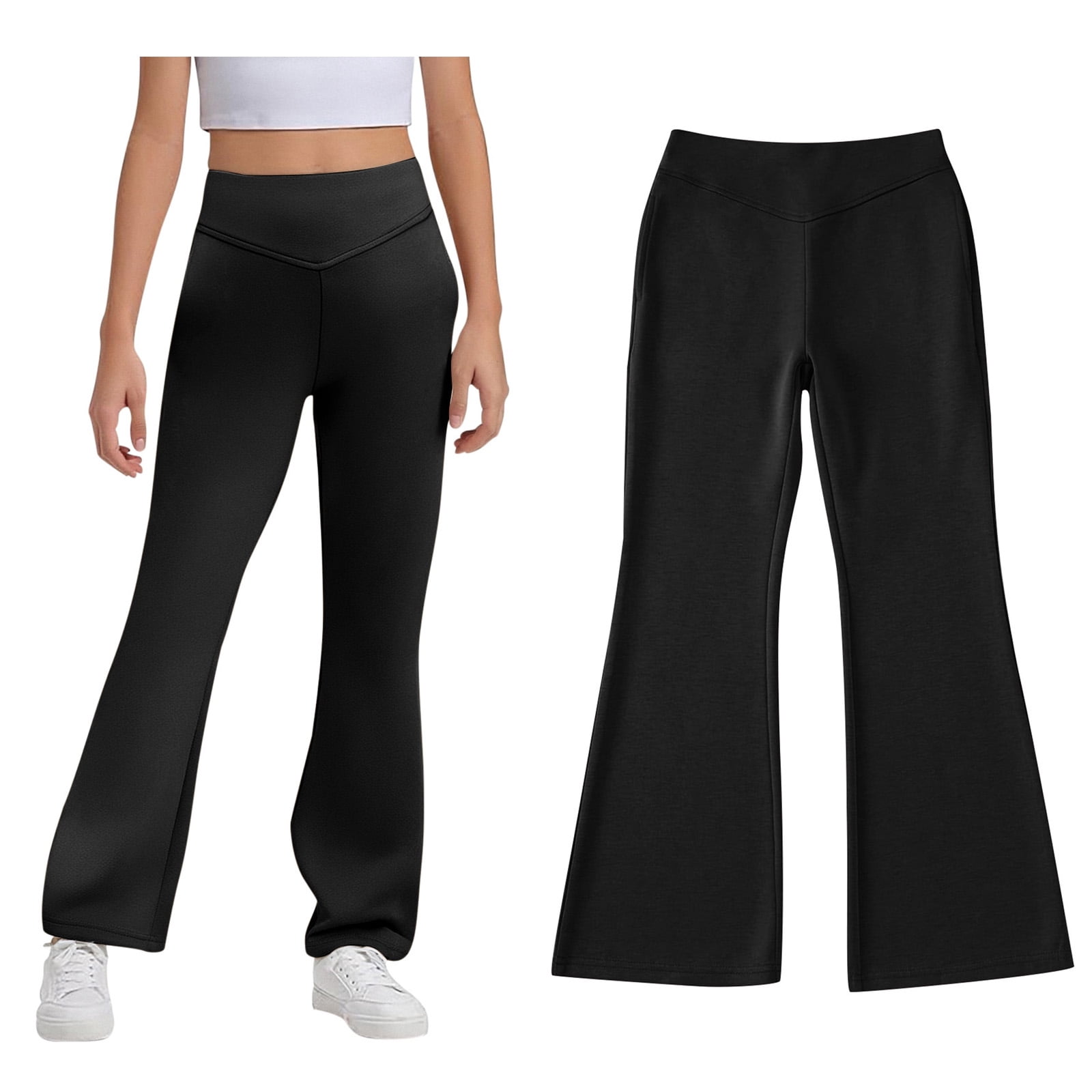 School Uniform for Girls Skinny Fit Kids Dress Pants with Pockets Flare ...