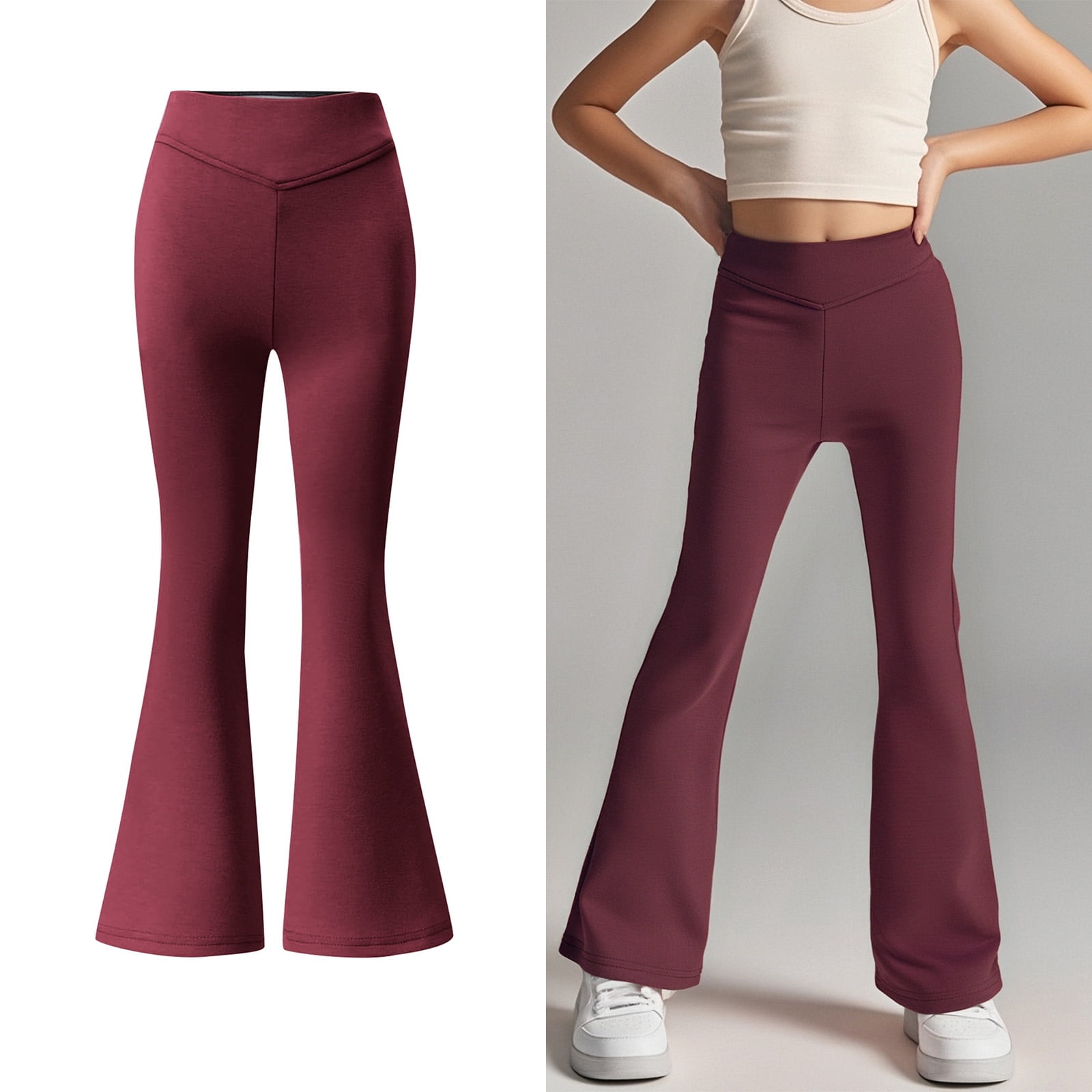 School Uniform for Girls Skinny Fit Kids Dress Pants with Pockets Flare ...