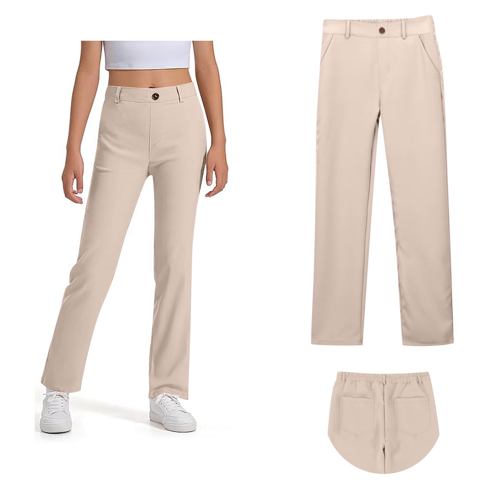 School Uniform for Girls Skinny Fit Kids Dress Pants with Pockets ...