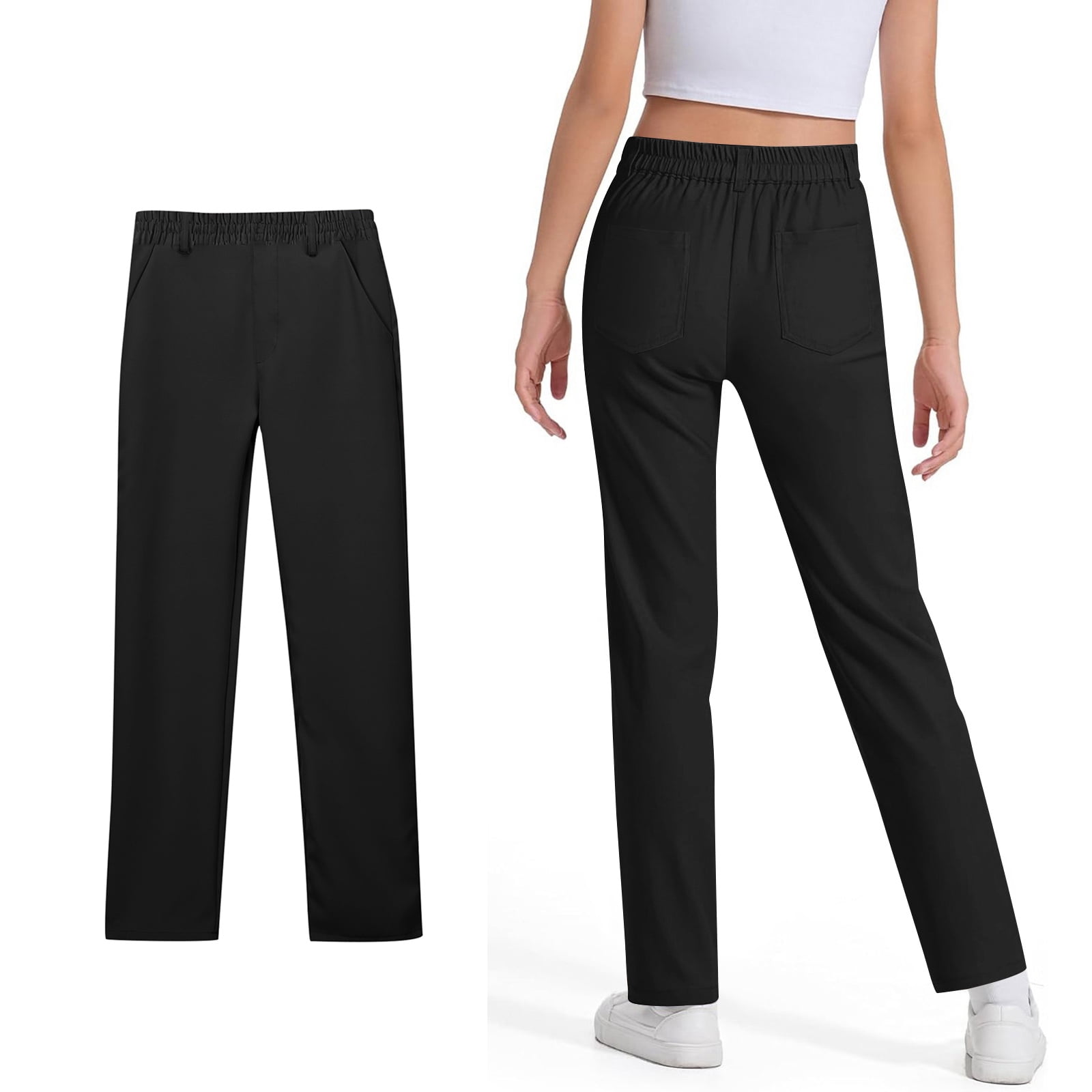 School Uniform for Girls Fit Kids Dress Pants with Pockets Straight ...