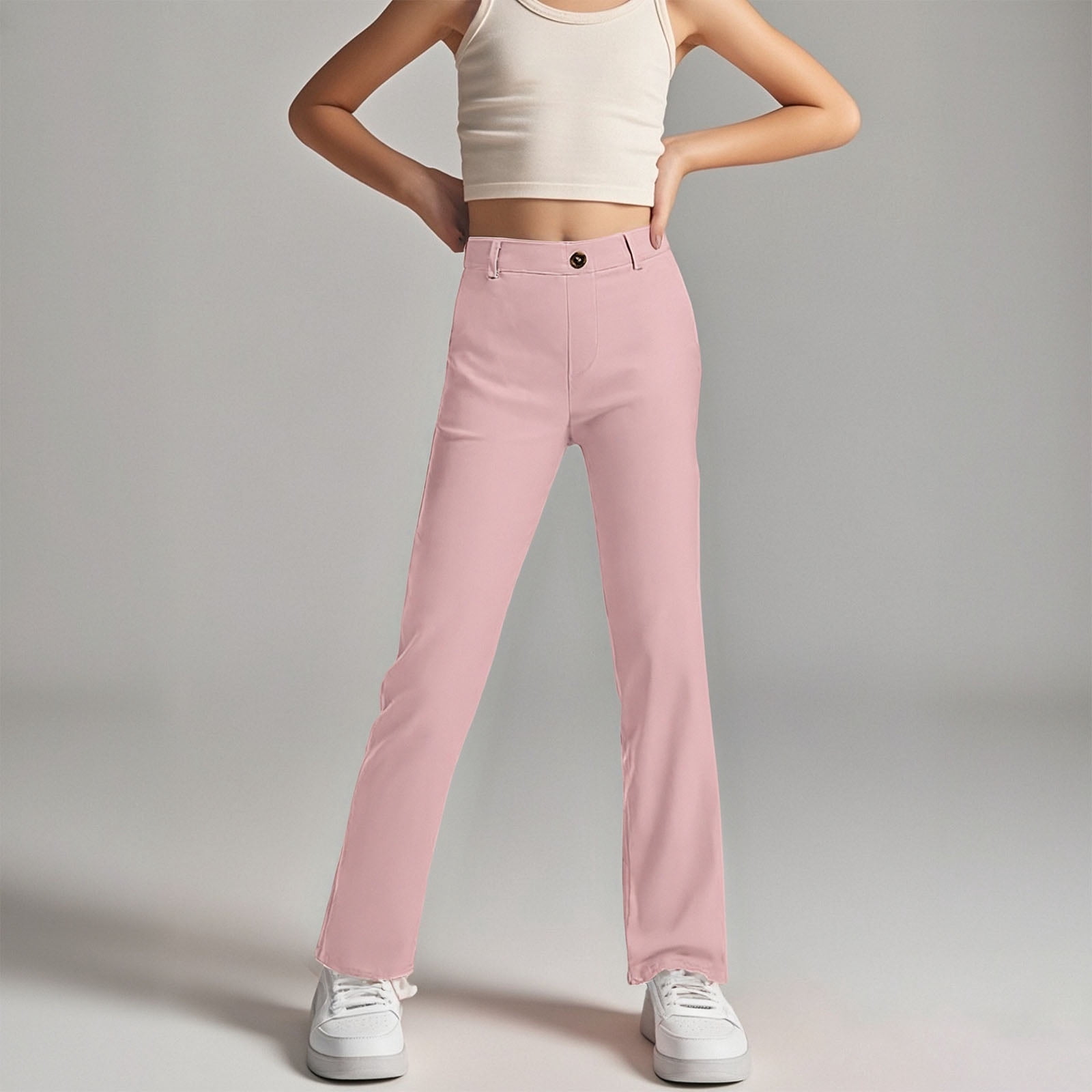 School Uniform for Girls Skinny Fit Stretch Pants with Pockets Straight ...