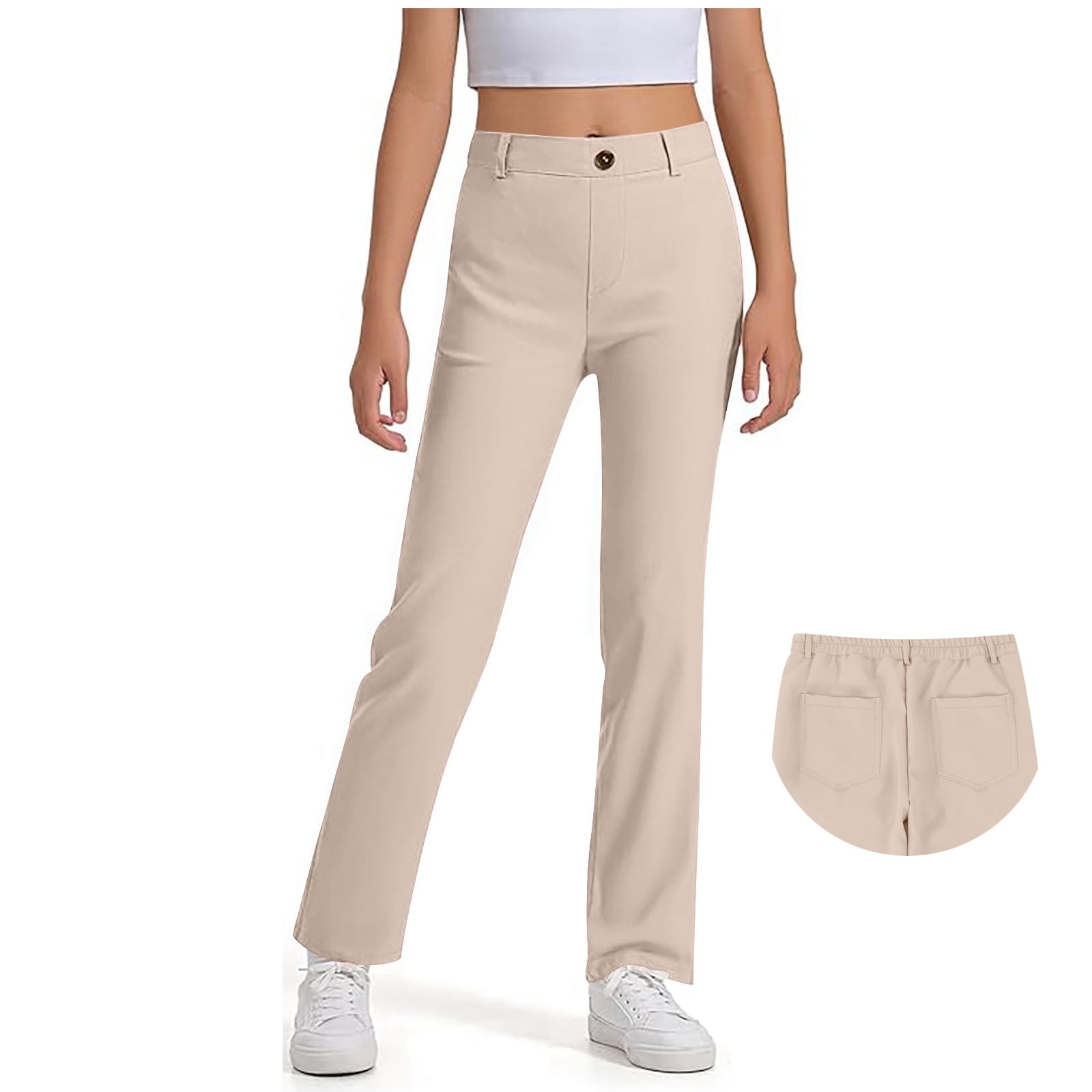 School Uniform for Girls Skinny Pants Kids Dress Pants with Pockets ...