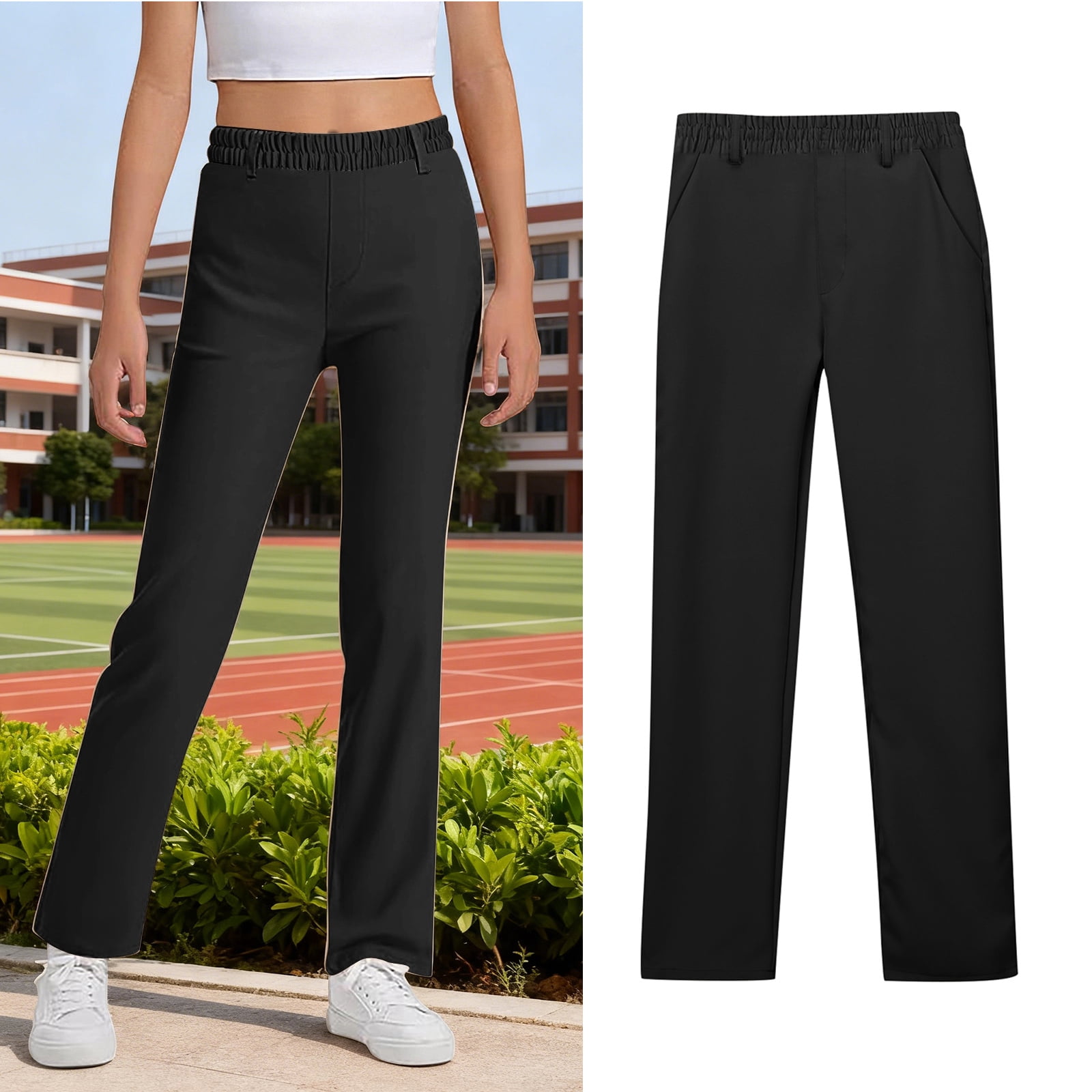 School Uniform for Girls Pants Kids Dress Pants with Pockets Straight ...