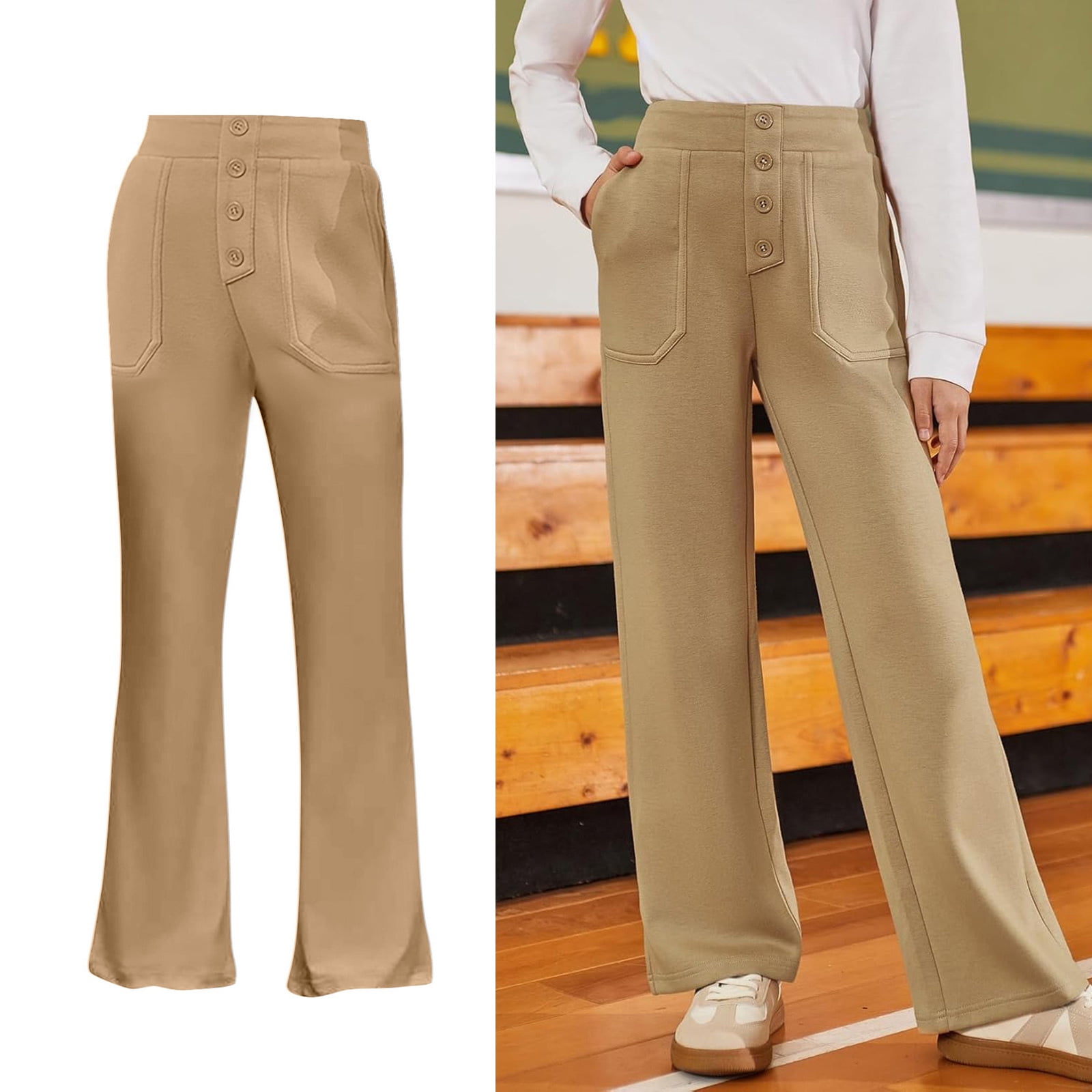 School Uniform for Girls Skinny Pants Kids Dress Pants with Pockets ...