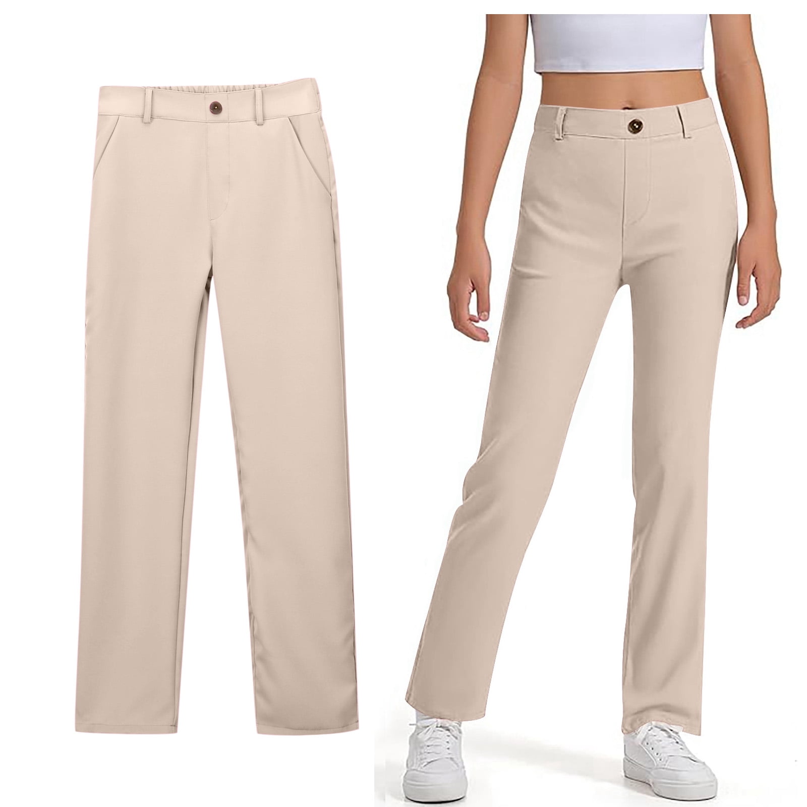 School Uniform for Girls Skinny Pants Stretch Pants with Pockets ...