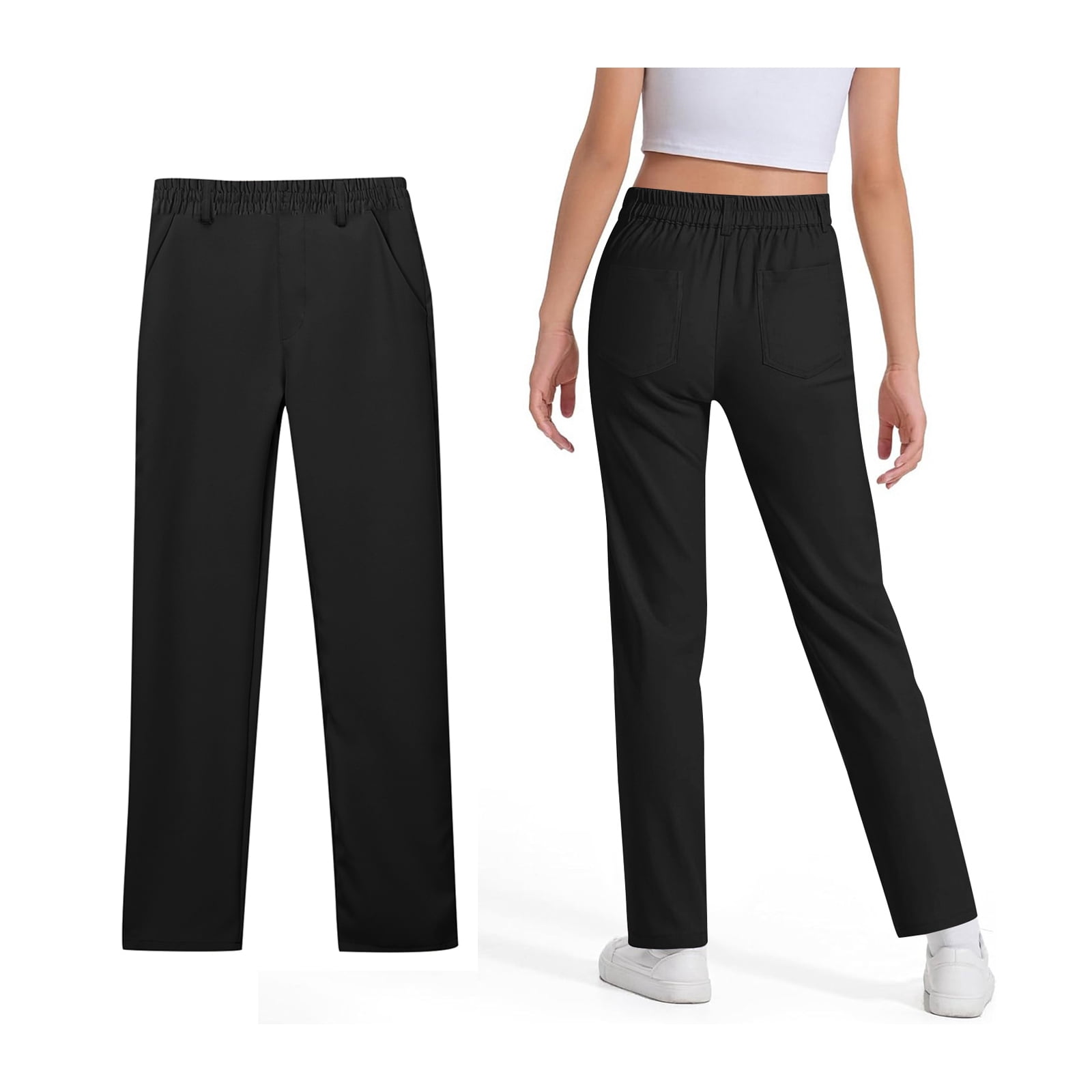 School Uniform for Girls Skinny Pants Stretch Pants with Pockets ...
