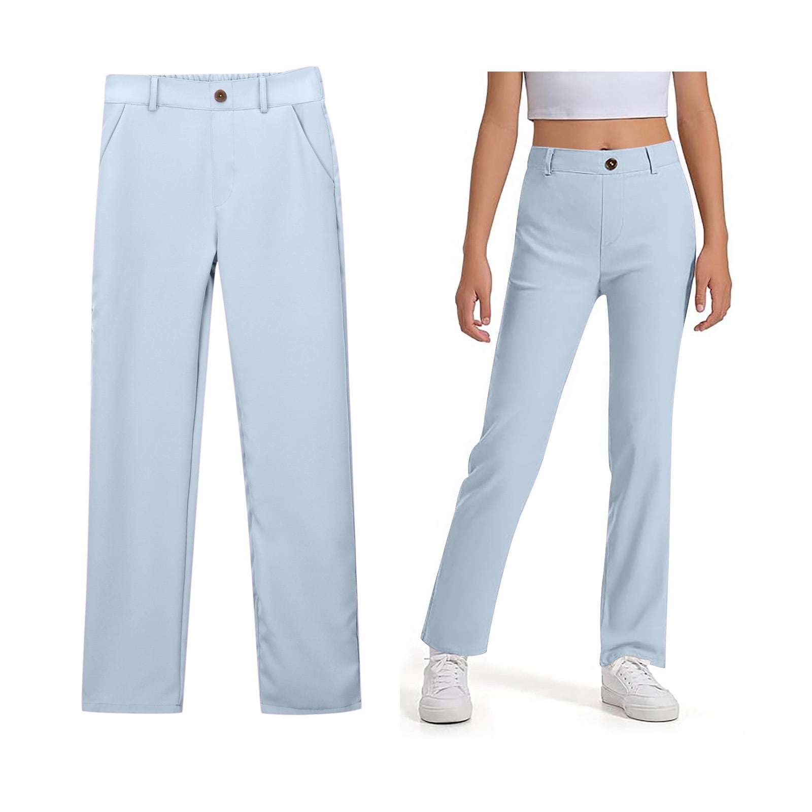 School Uniform for Girls Skinny Pants Stretch Pants with Pockets ...