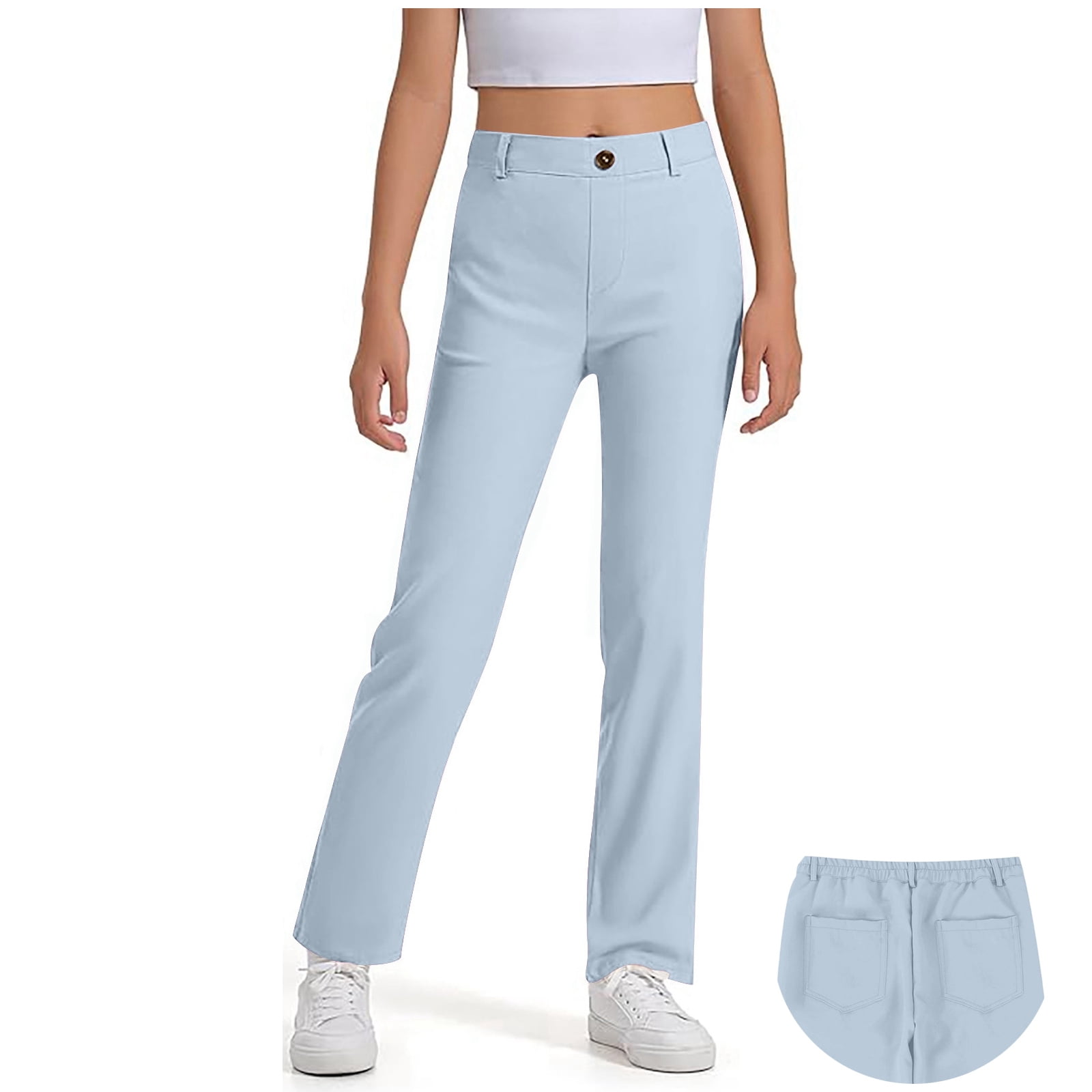 School Uniform for Girls Skinny Pants Stretch Pants with Pockets ...