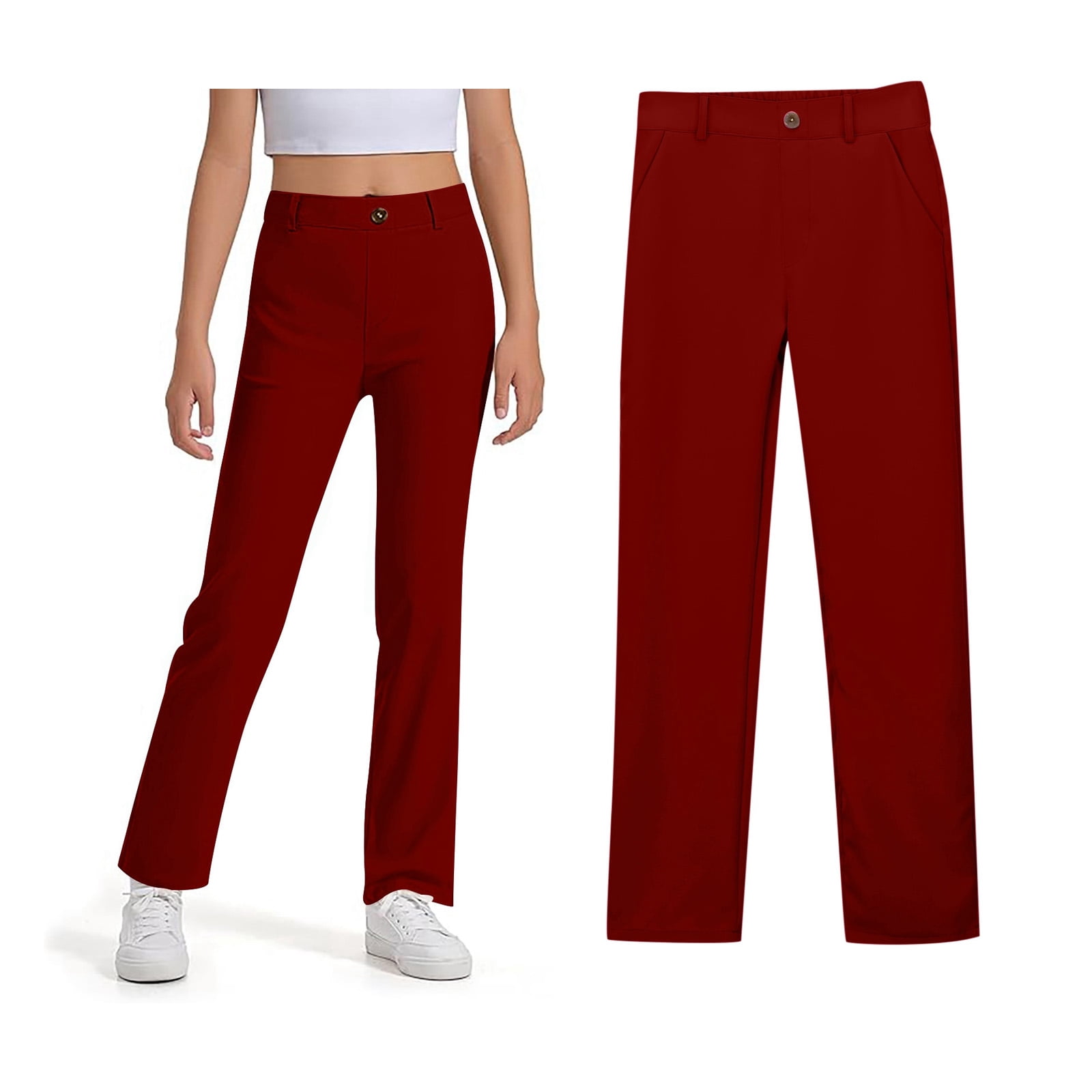 School Uniform for Girls Skinny Pants Stretch Pants with Pockets ...
