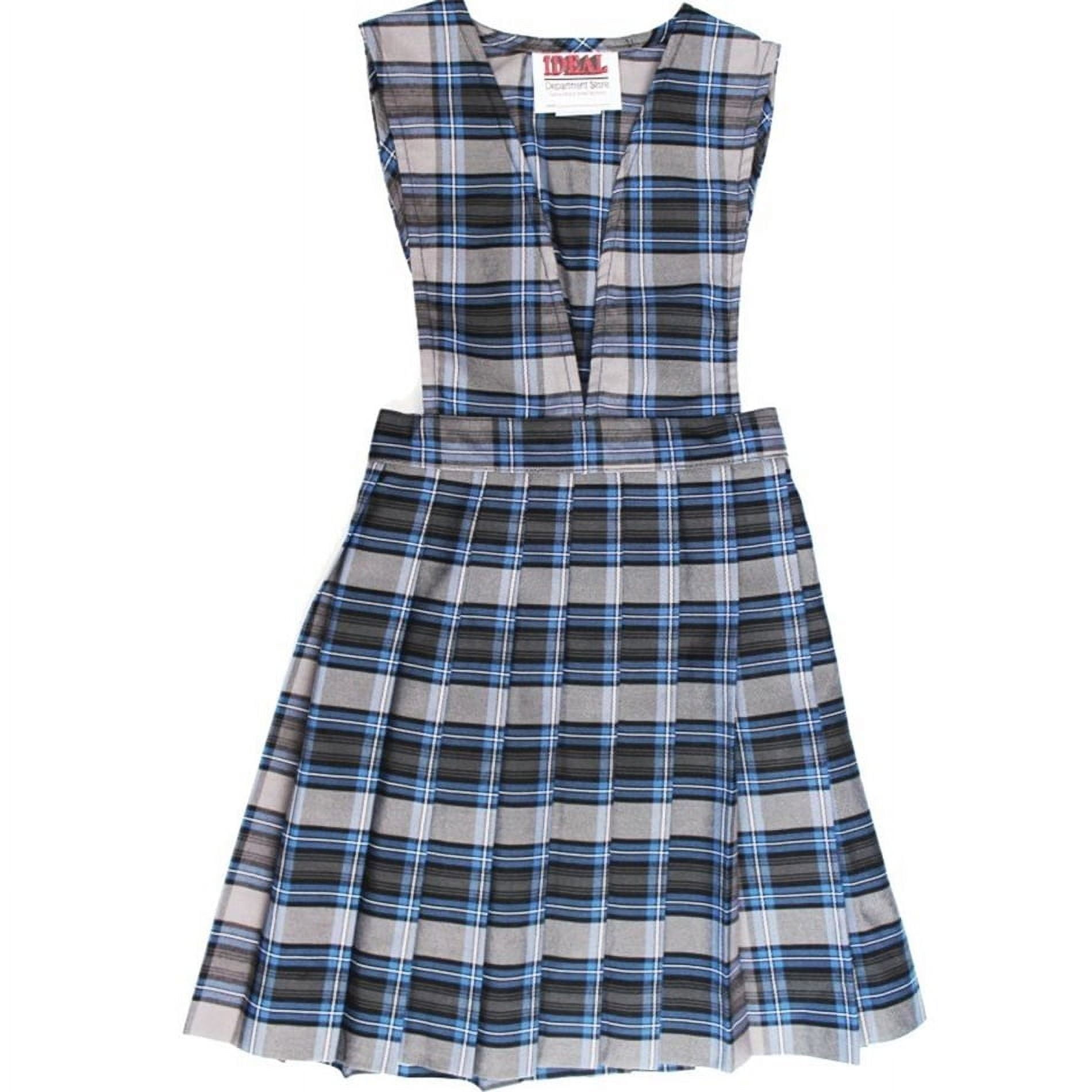 School Uniform Girls' V-Neck Wide Strap Plaid Jumper - Walmart.com