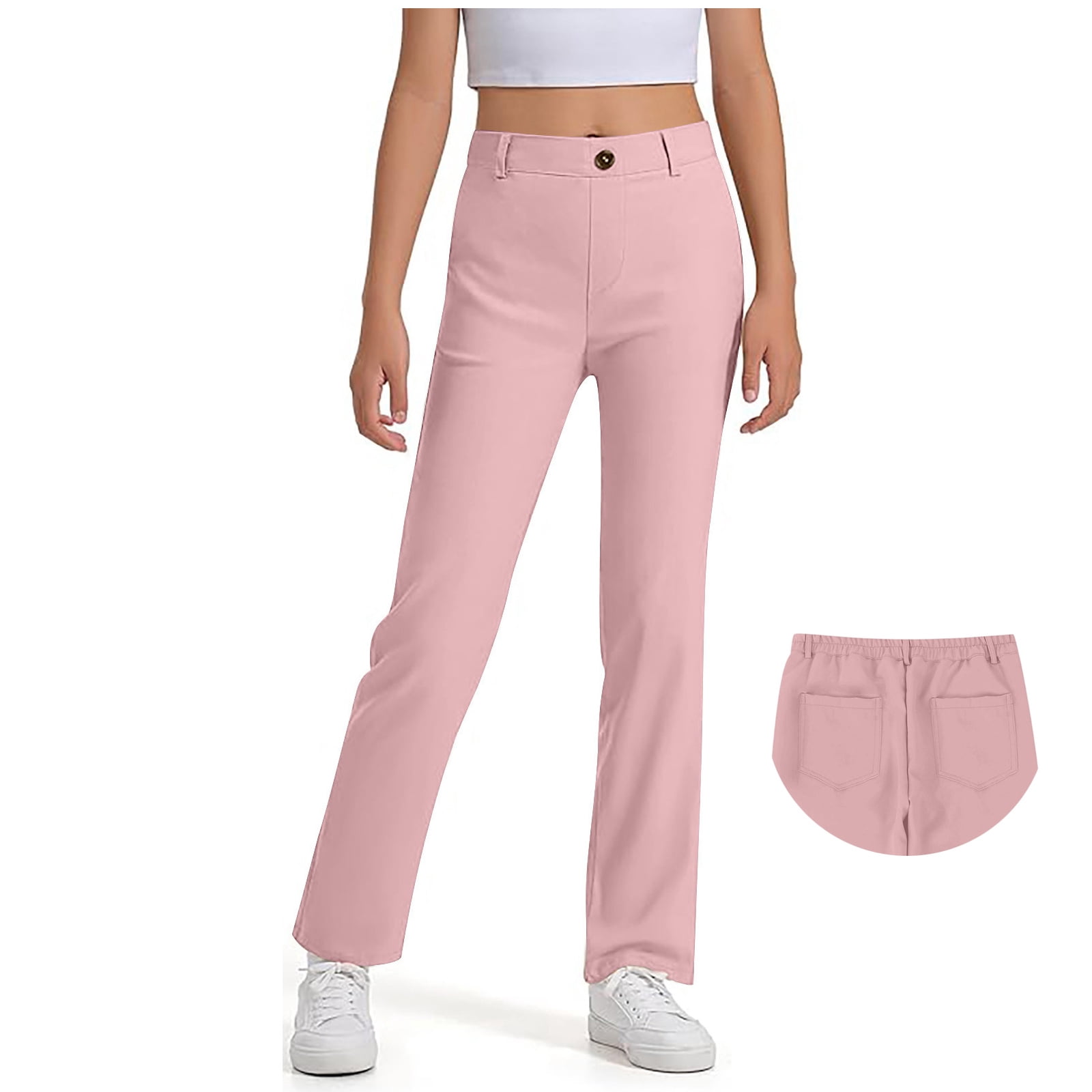 School Uniform Pants for Girls Fit Kids Dress Pants with Pockets ...