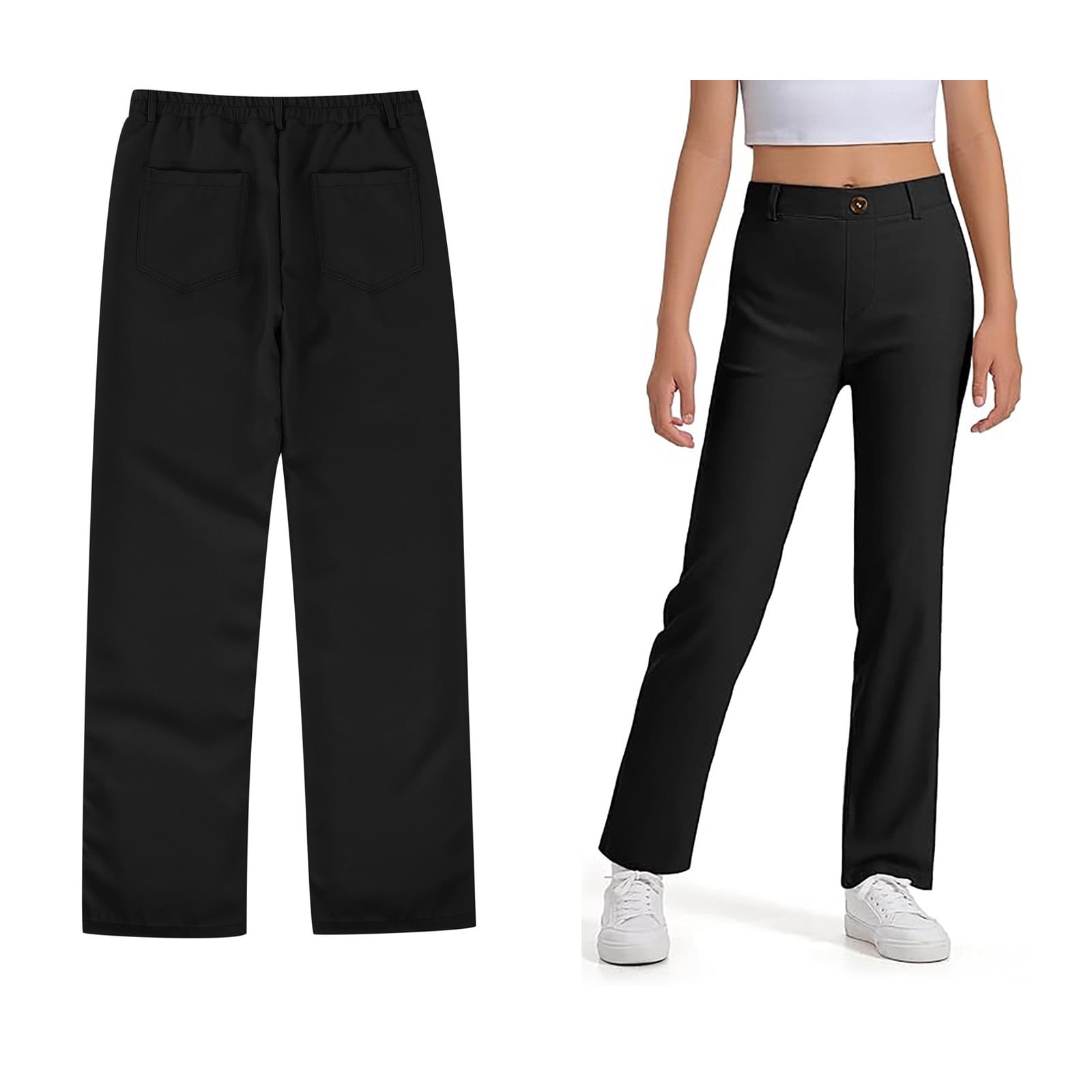 School Uniform Pants for Girls Skinny Fit Stretch Pants with Pockets ...