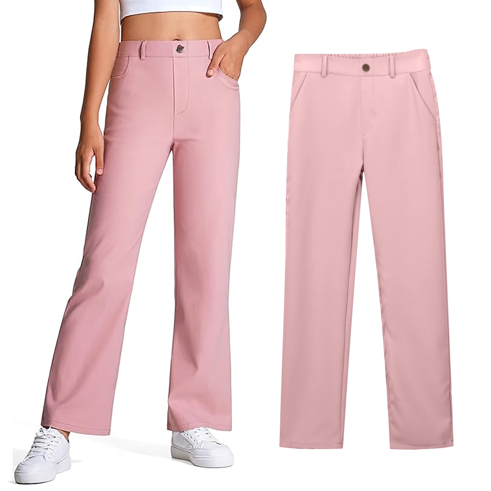 School Uniform Pants for Girls Skinny Fit Stretch Pants with Pockets ...