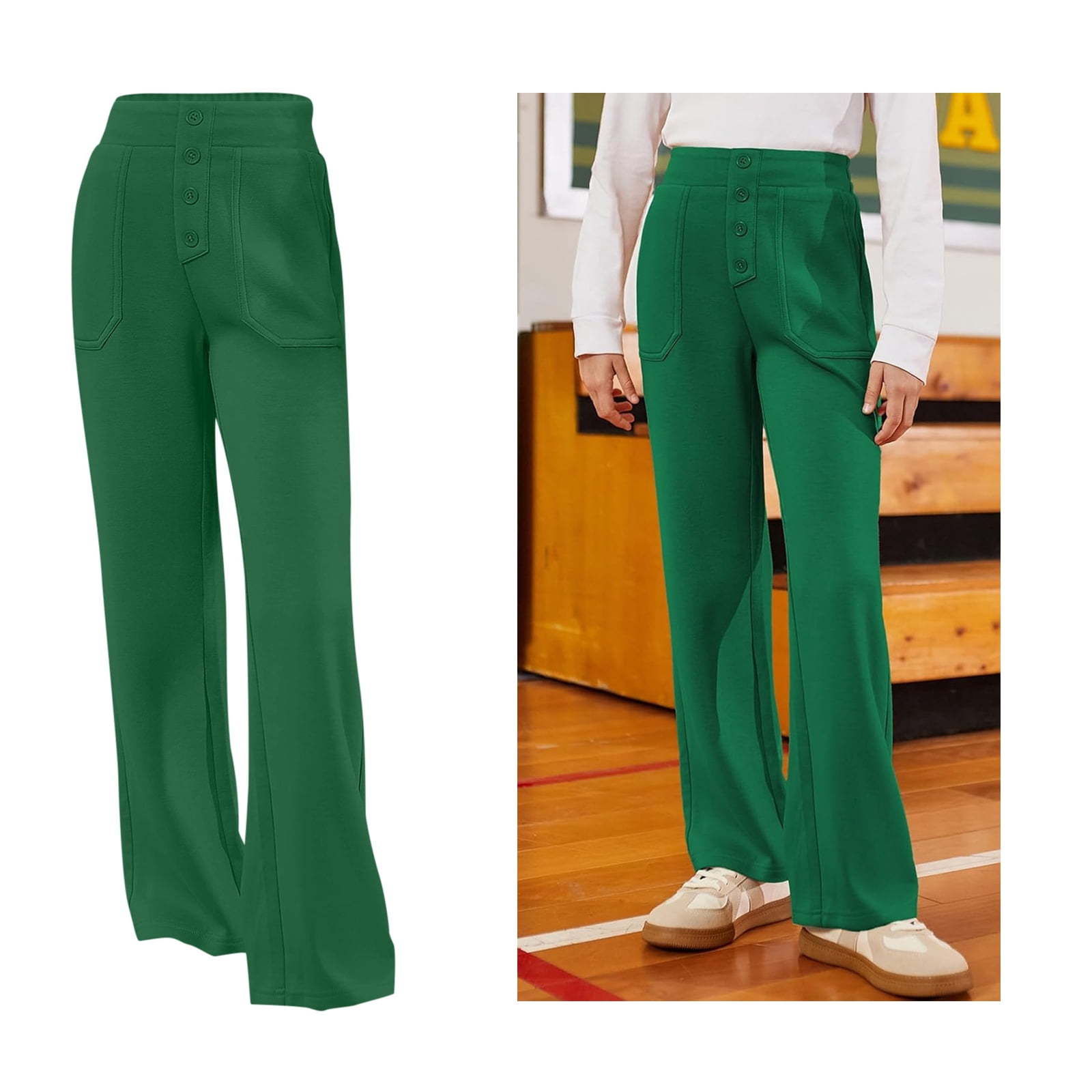 School Uniform Pants for Girls Skinny Fit Stretch Pants with Pockets ...