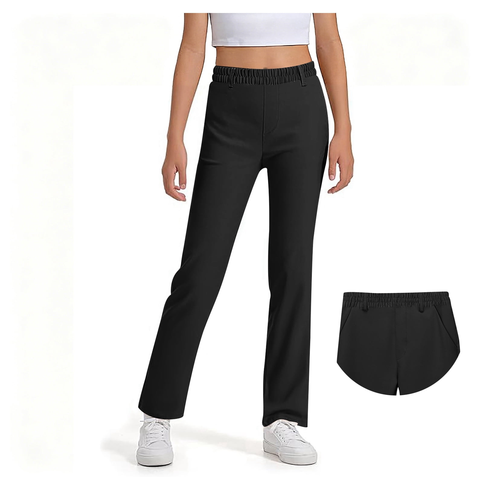 School Uniform Pants for Girls Skinny Pants Stretch Pants with Pockets ...