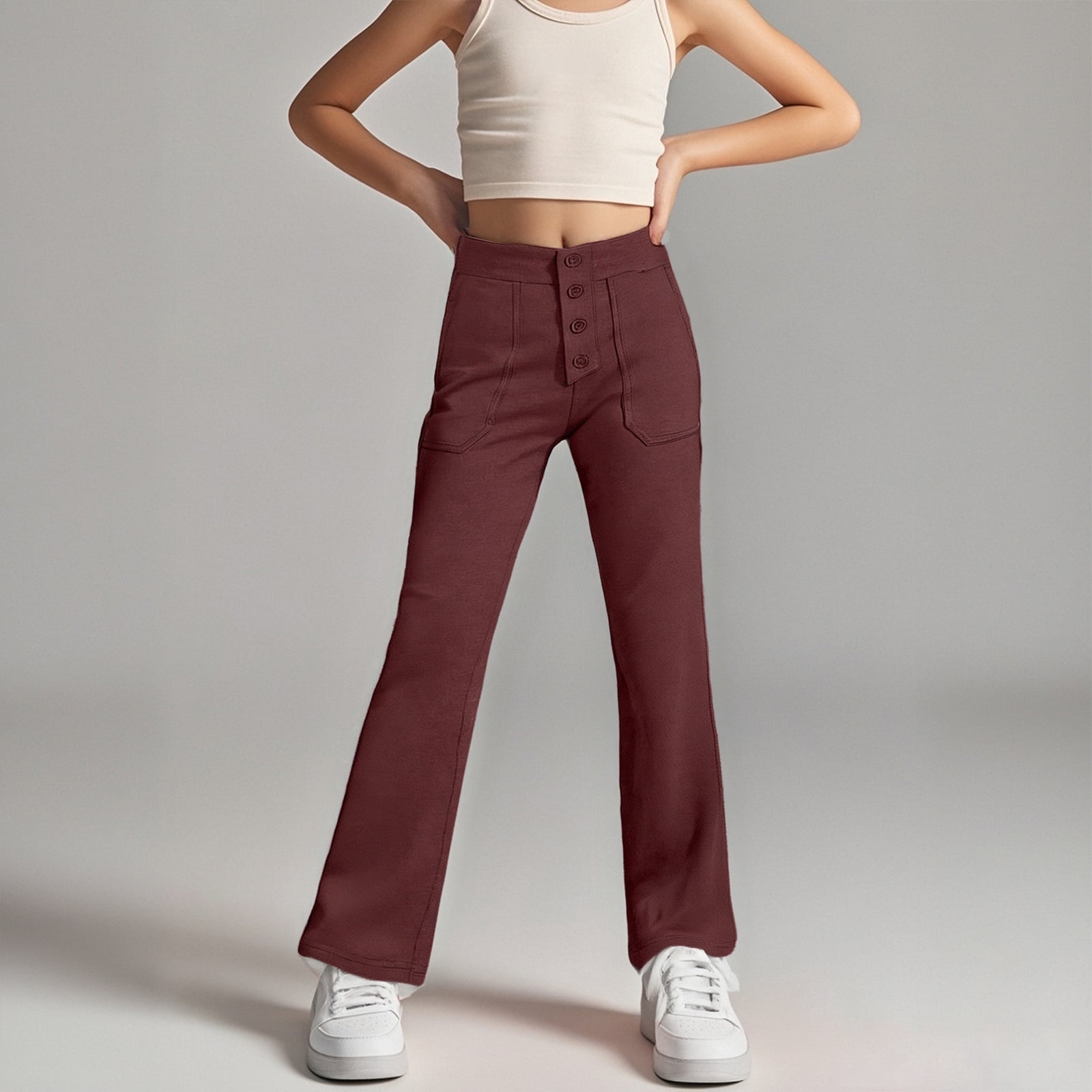 School Uniform Pants for Girls Skinny Pants Stretch Pants with Pockets ...