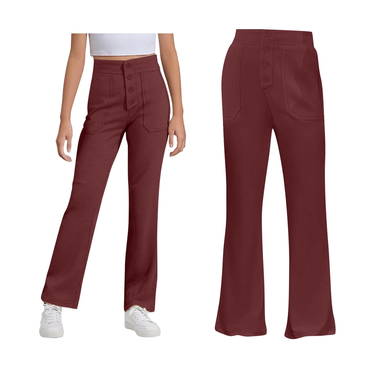 School Uniform Pants for Girls Skinny Pants Stretch Pants with Pockets ...