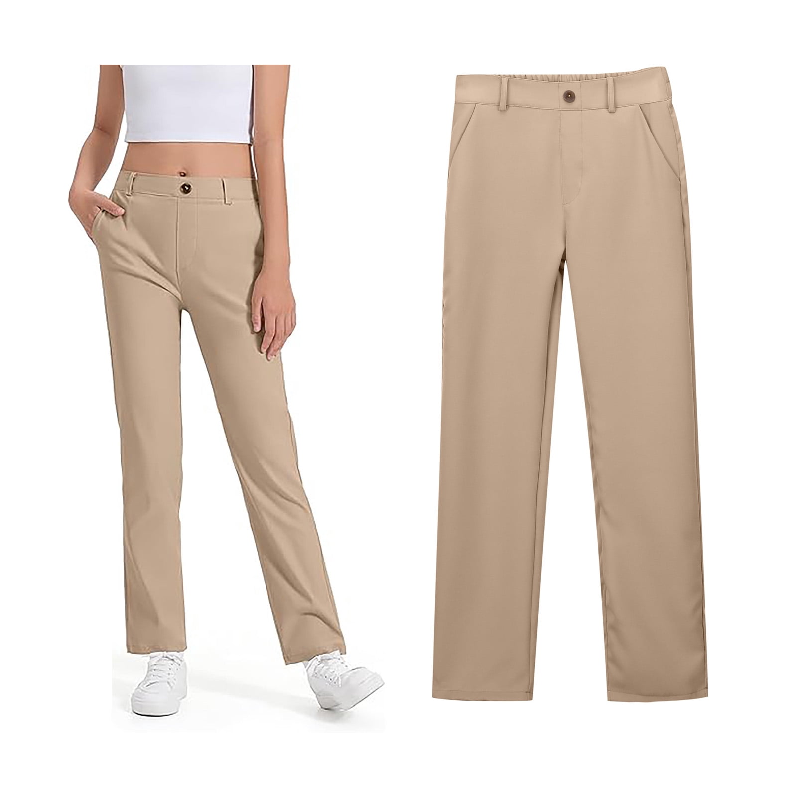School Uniform Pants for Girls Skinny Pants Stretch Pants with Pockets ...